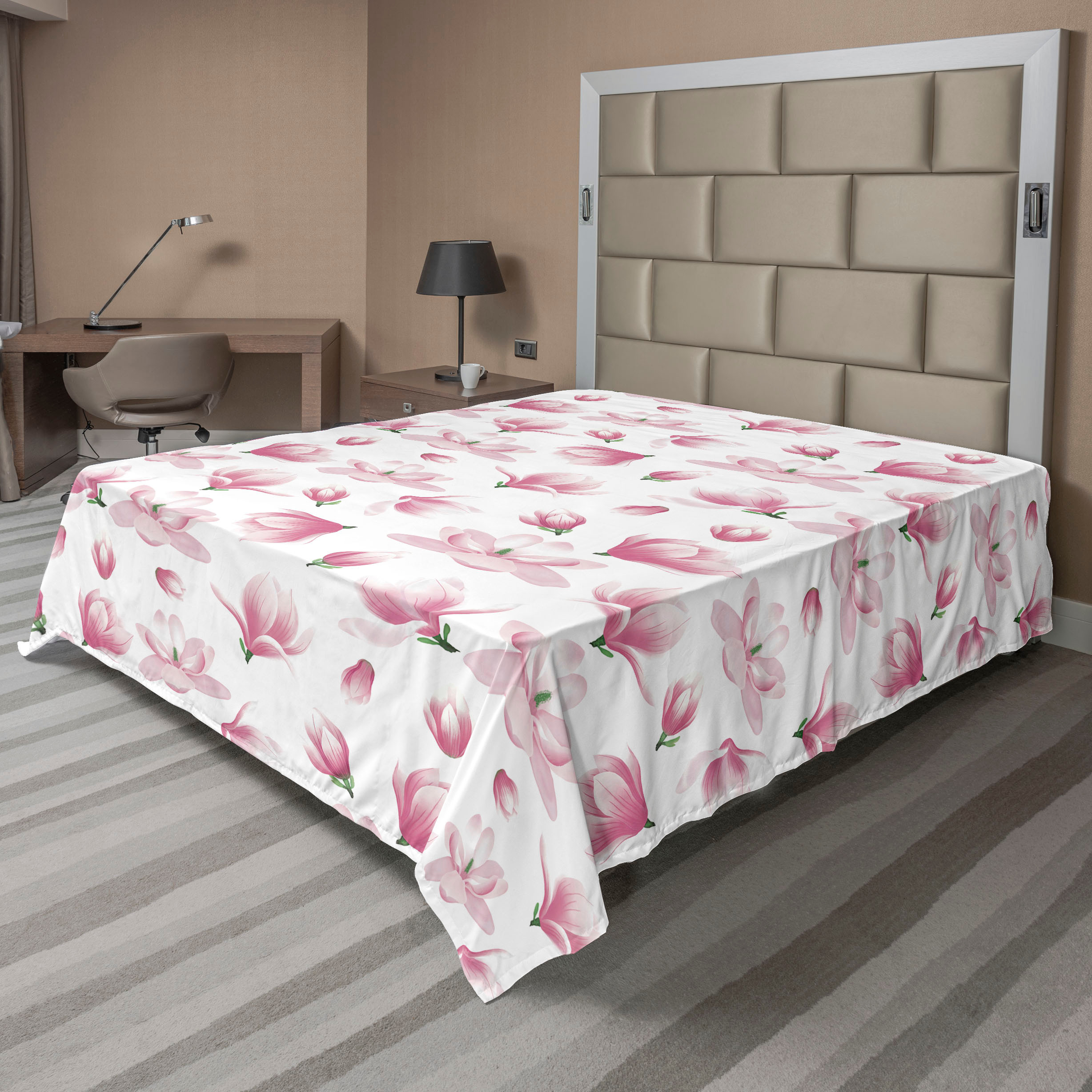 Ambesonne Magnolia Flat Bedding Sheet Soft Top Sheet, Modern Flowers ...