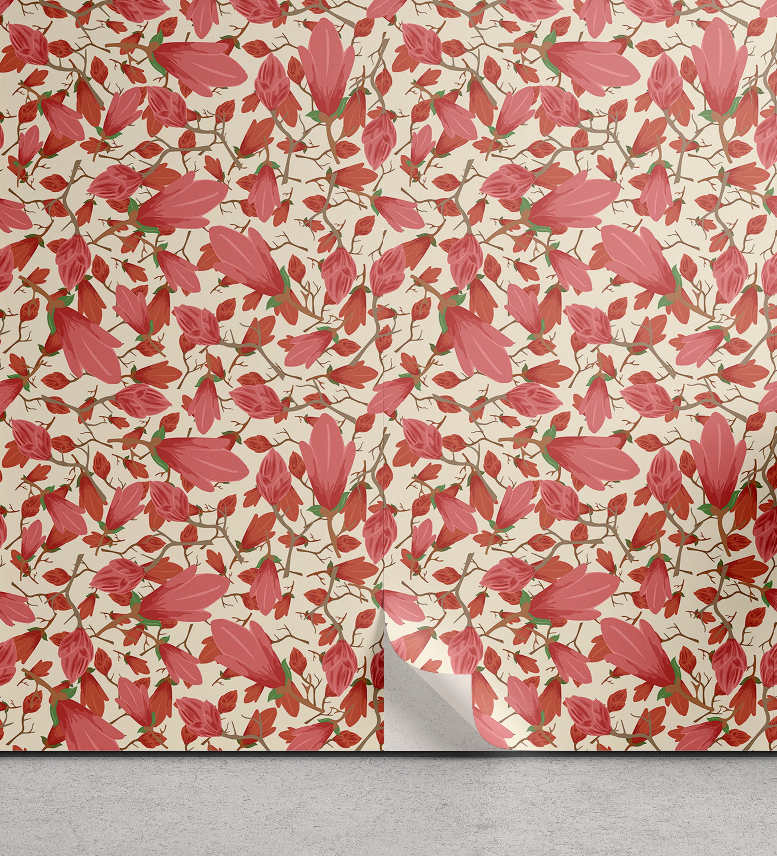 Ambesonne Magnolia Pattern Peel & Stick Wallpaper for Home, Art Delicate Bloom, 13"x72", Pale ...