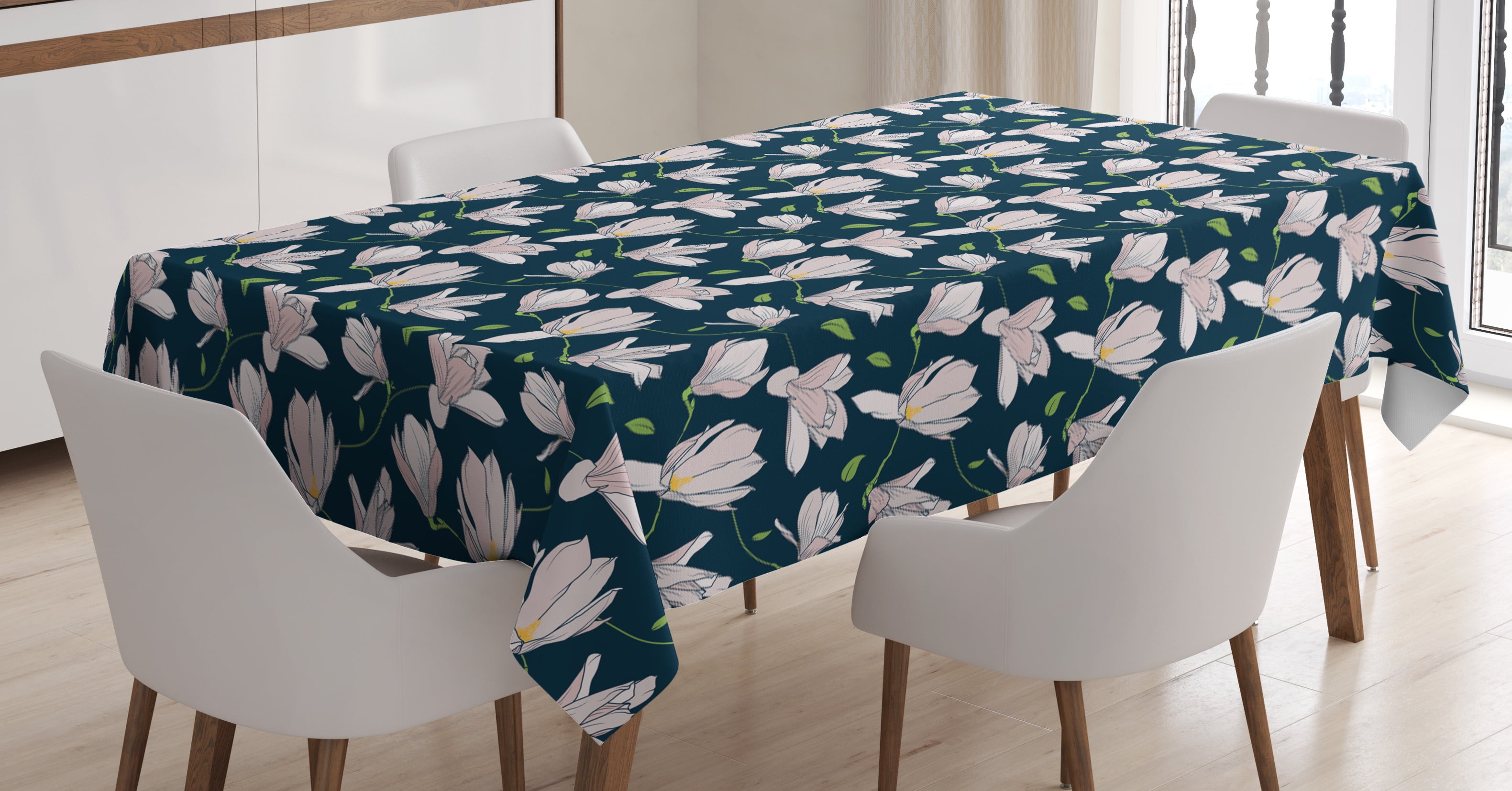Ambesonne Magnolia Tablecloth Rectangular Table Cover, Japanese Sakura ...