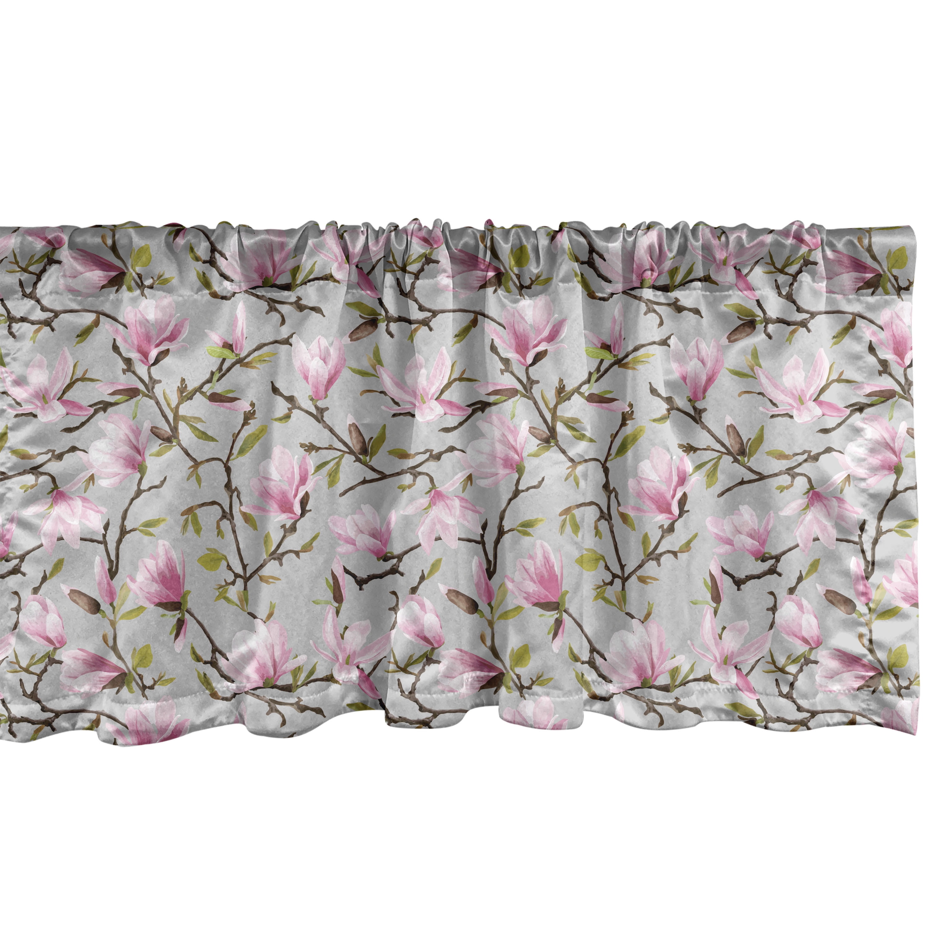Ambesonne Magnolia Window Valance, Watercolor Magnolias, 54" X 12 ...