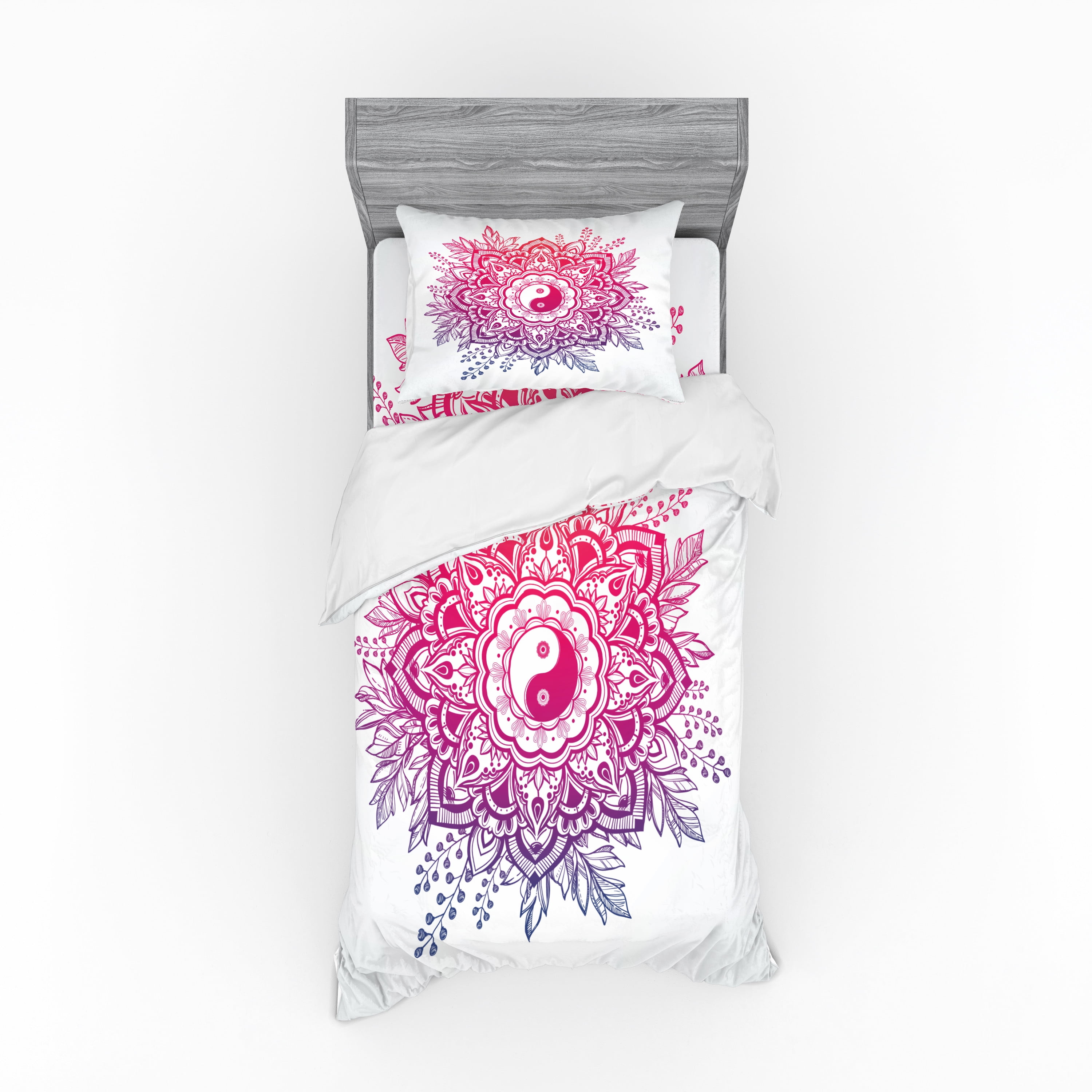 Ambesonne Mandala Bedding Set 3 Pcs, Floral Yin Yang Sign, Twin XL ...