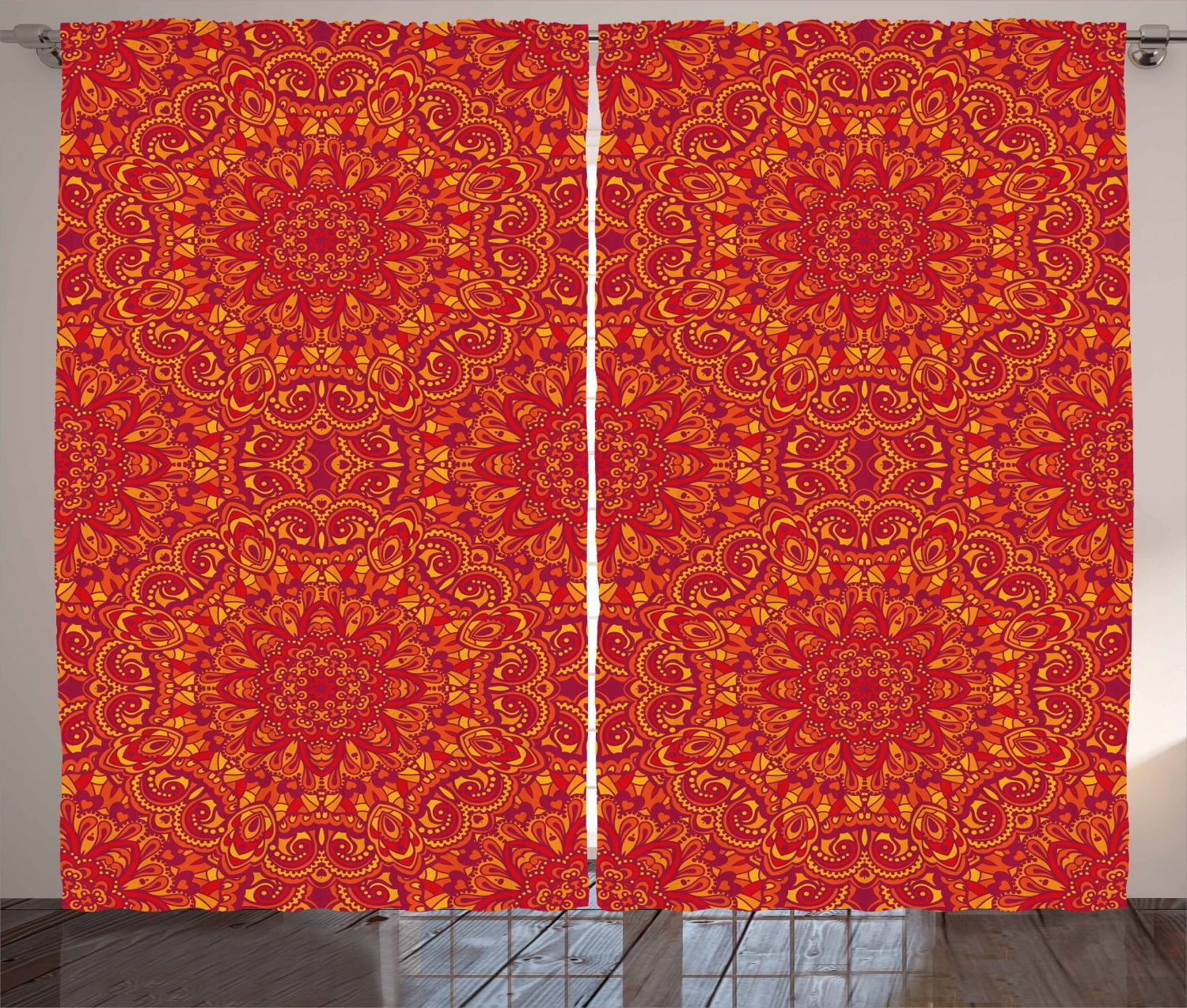 Ambesonne Mandala Curtains 2 Panel Set, Tribal Motifs Details Art, 108 ...