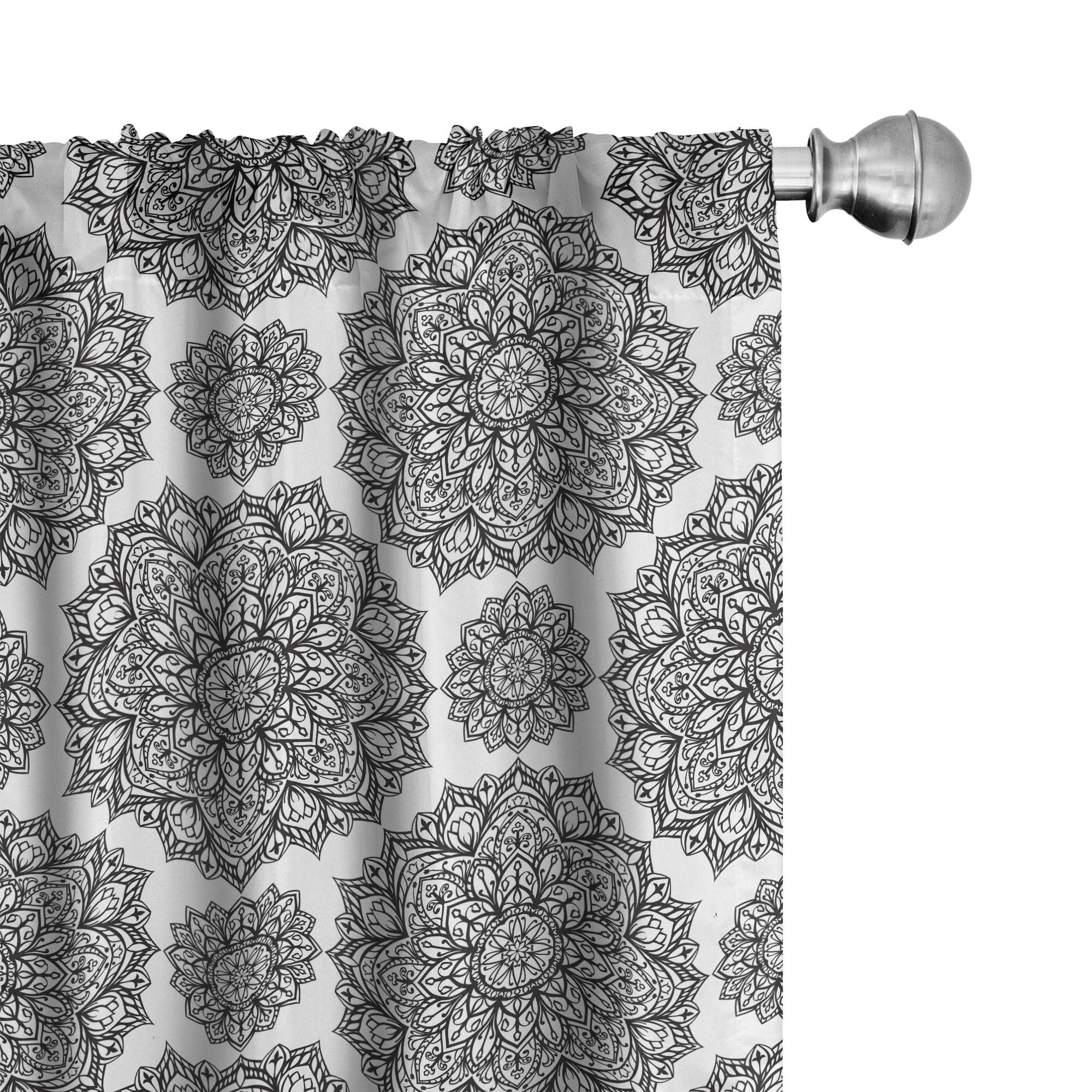 Ambesonne Mandala Curtains, Oriental Mandala Design, Pair of 28"x63 ...