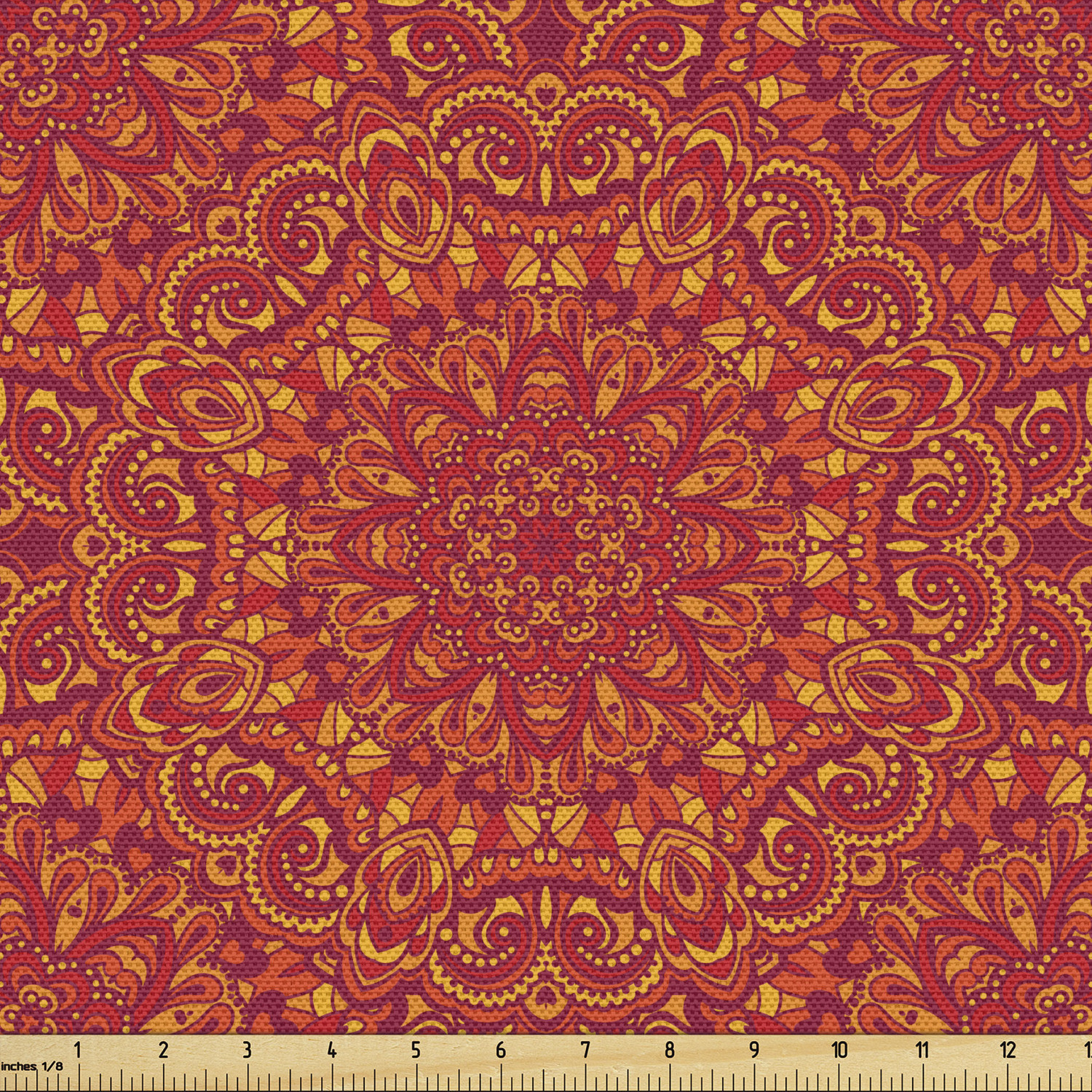 Ambesonne Mandala Fabric by the Yard Upholstery, Tribal Motifs Details ...