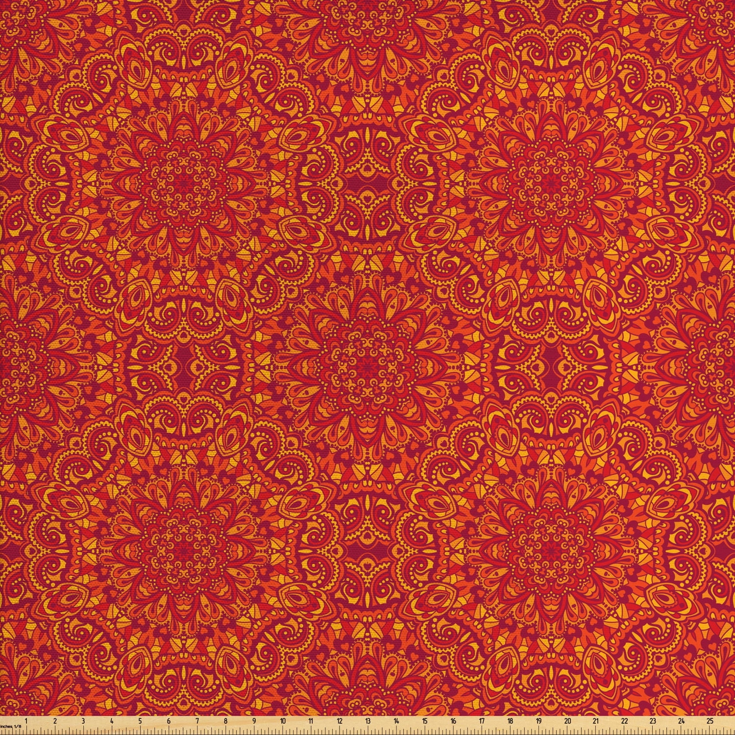 Ambesonne Mandala Fabric by the Yard Upholstery, Tribal Motifs Details ...