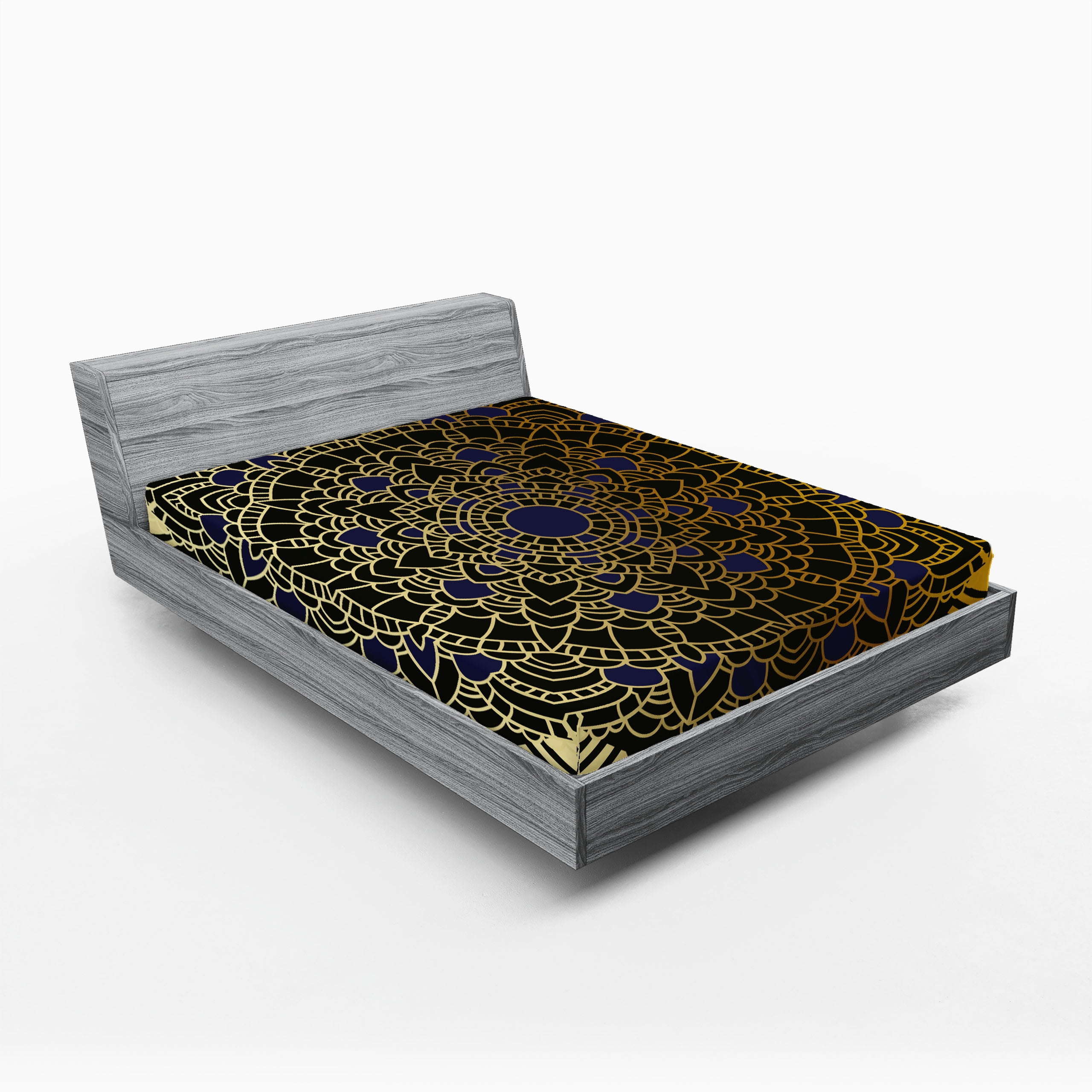 Ambesonne Mandala Fitted Sheet, Lotus Inspired Design, Queen Size, Navy ...