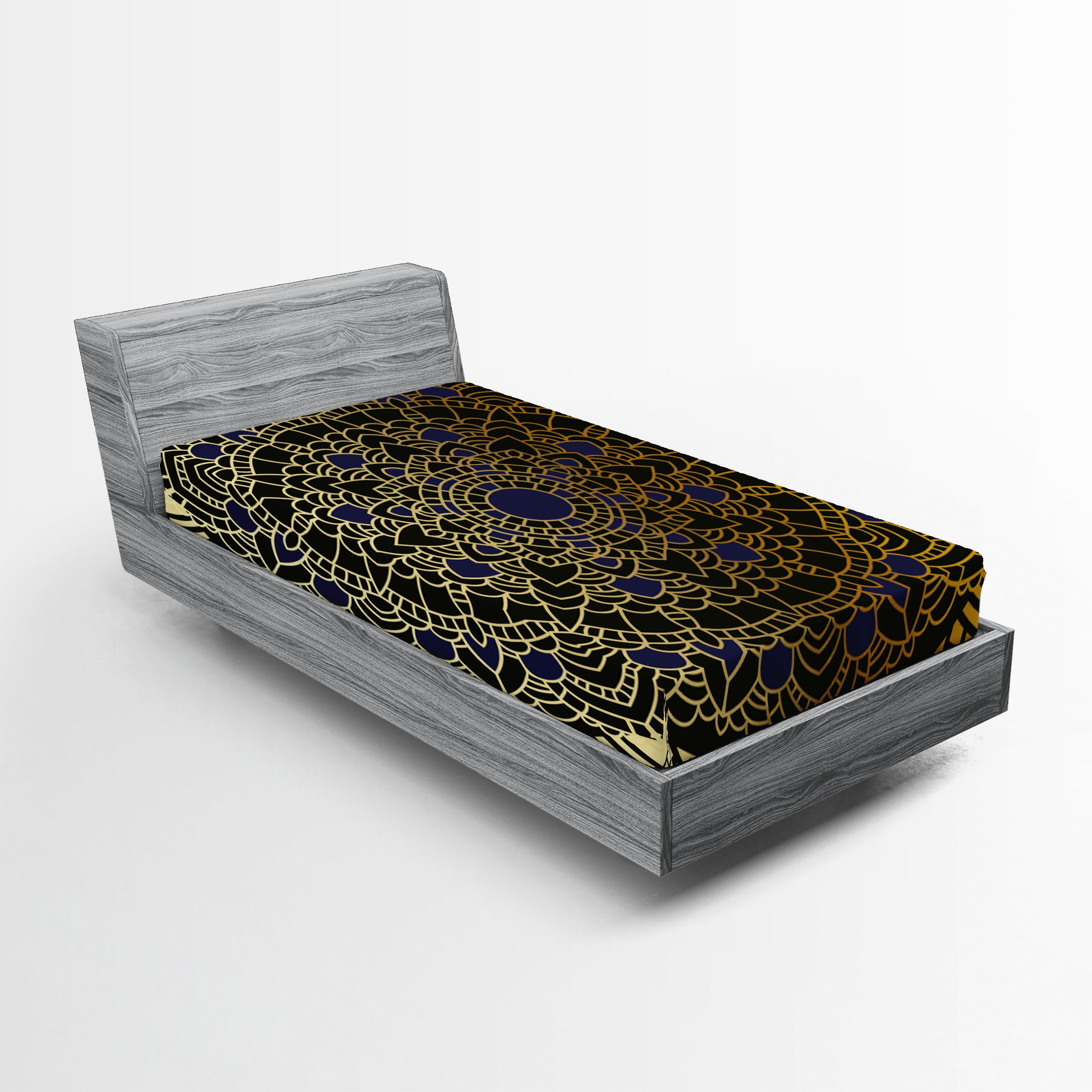 Ambesonne Mandala Fitted Sheet, Lotus Inspired Design, Twin Size, Navy ...