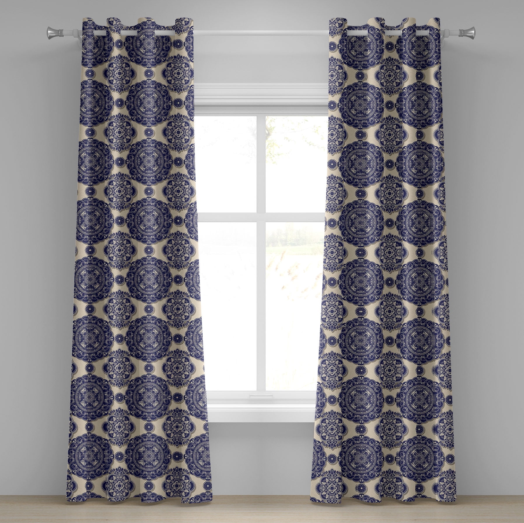 Ambesonne Mandala Grommet Curtain, Medieval Exotic Revival, 50" x 72 ...