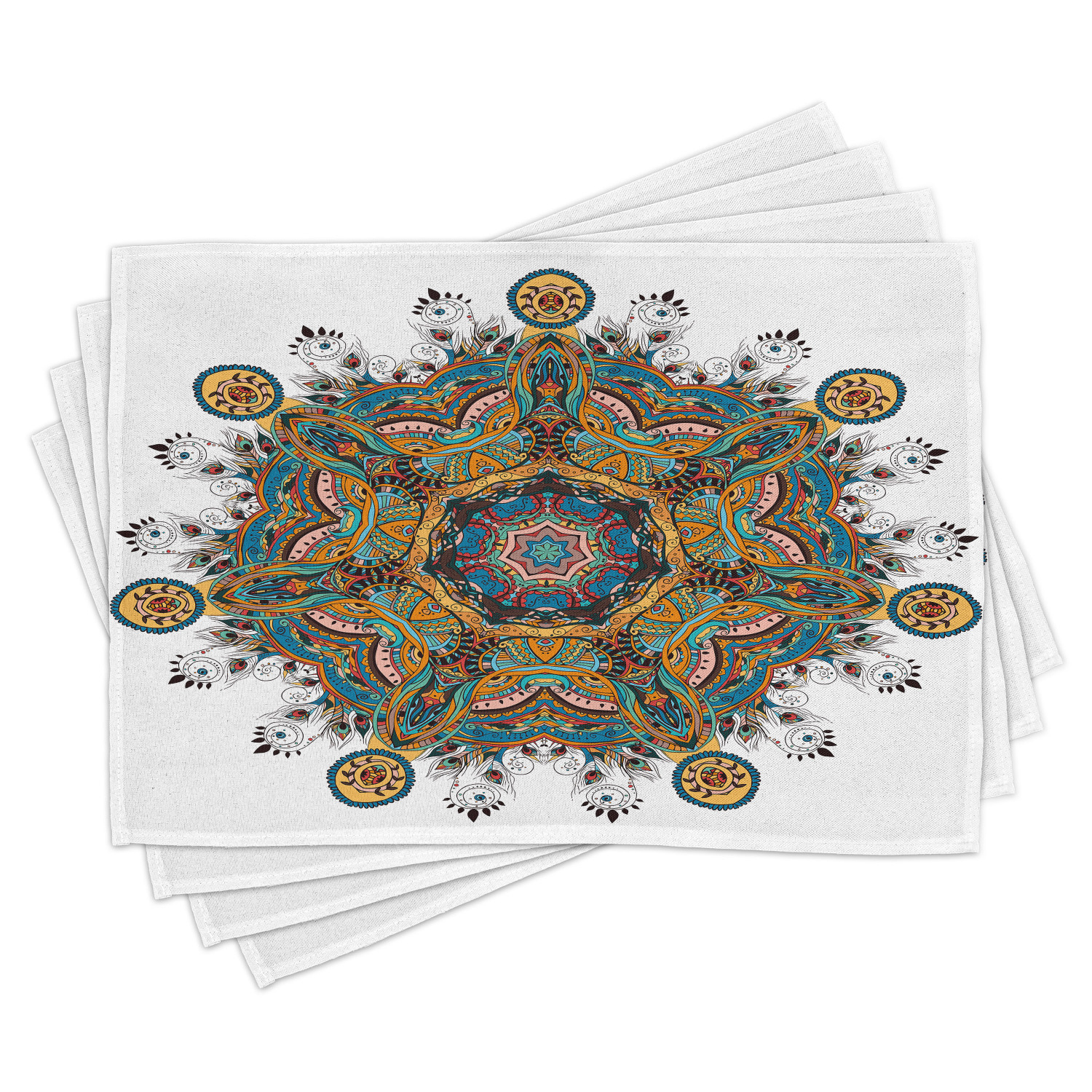 Ambesonne Mandala Place Mats Set of 4, Tribal Paisley Boho Art ...