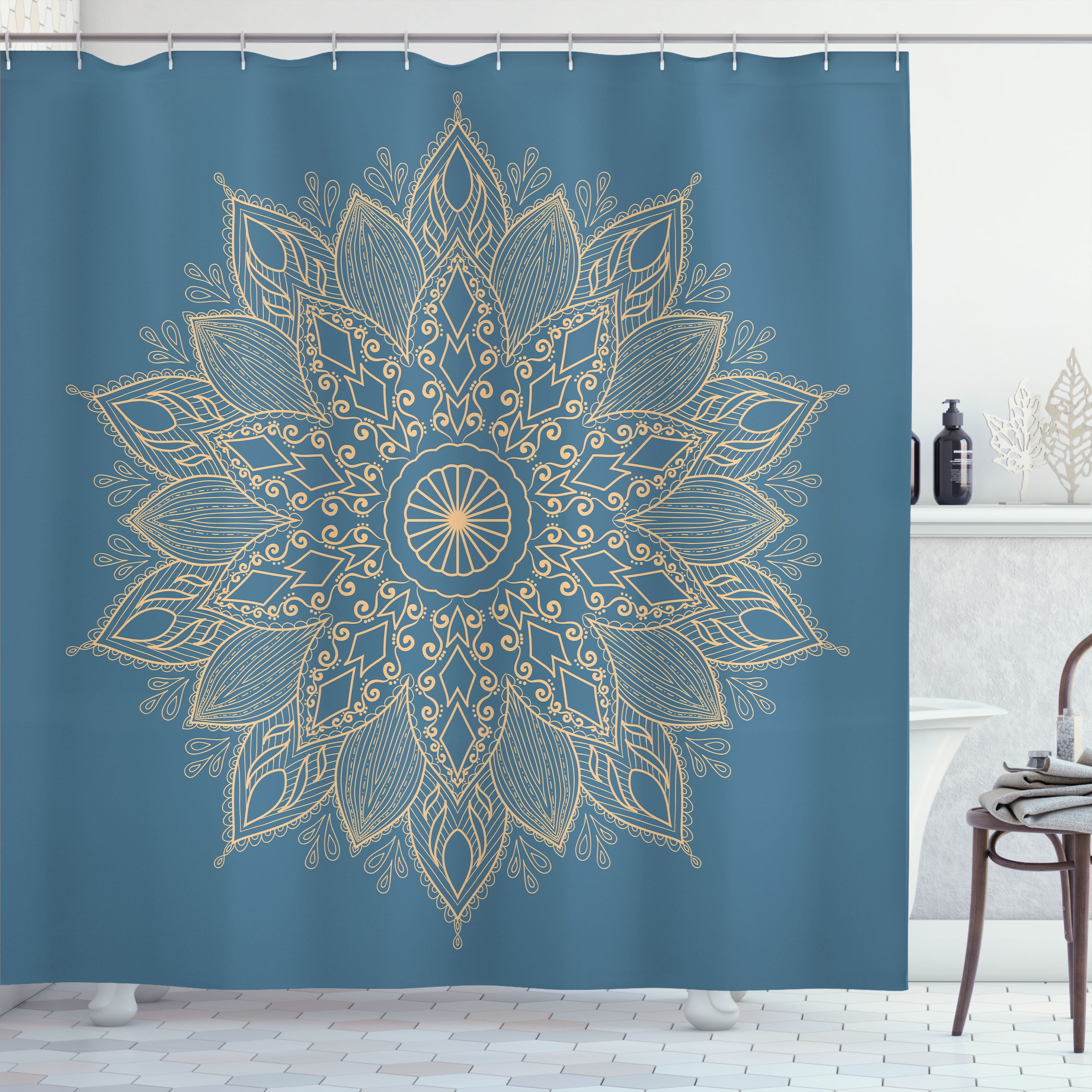 Ambesonne Mandala Shower Curtain, Eastern Retro Lotus Motif, 69"Wx75"L ...