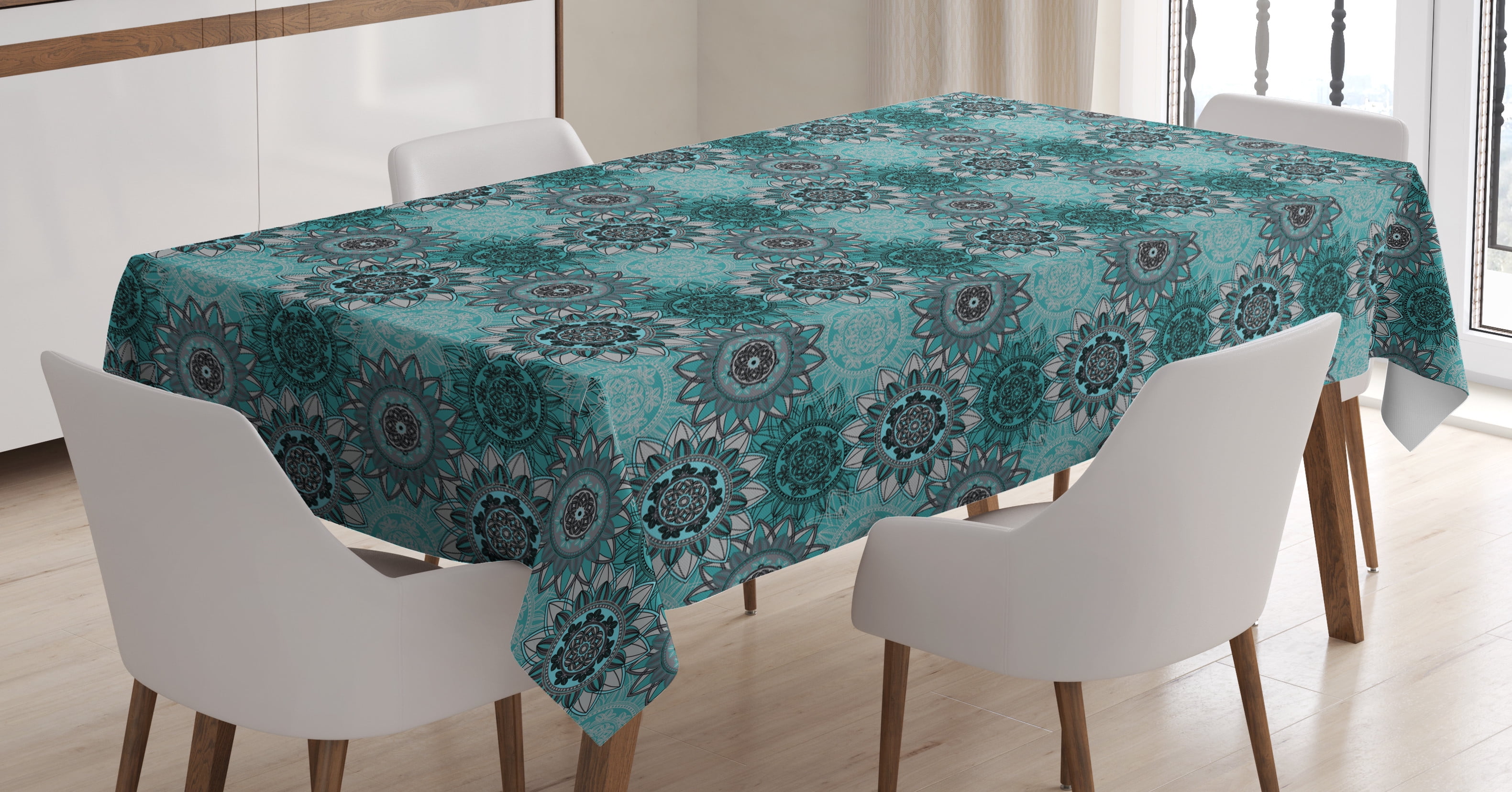 Ambesonne Mandala Tablecloth Rectangular Table Cover, Hippie Oriental ...