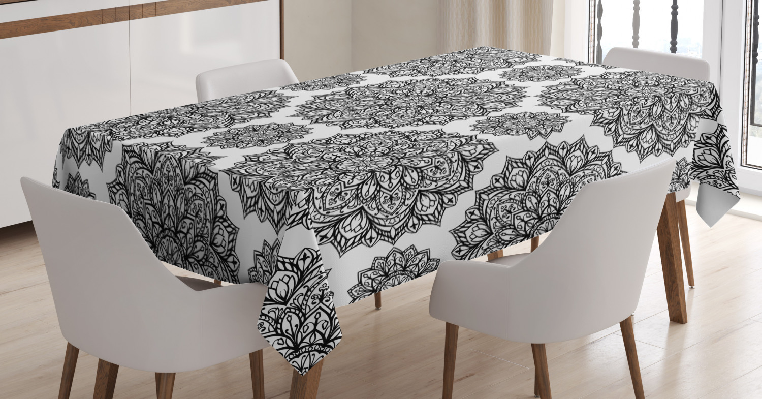 Ambesonne Mandala Tablecloth Rectangular Table Cover, Oriental Mandala ...