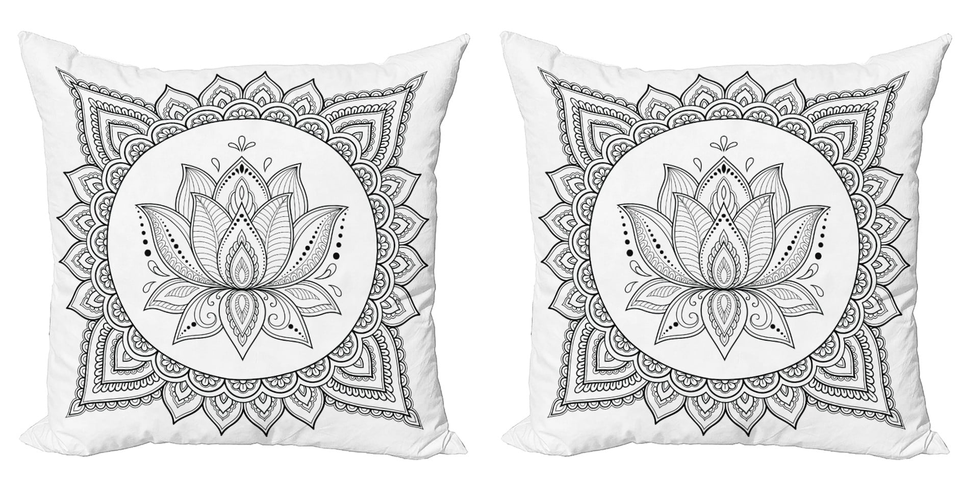 Ambesonne Mandala Throw Pillow Cover 2 Pack, Folk Ornamental Tattoo Art ...