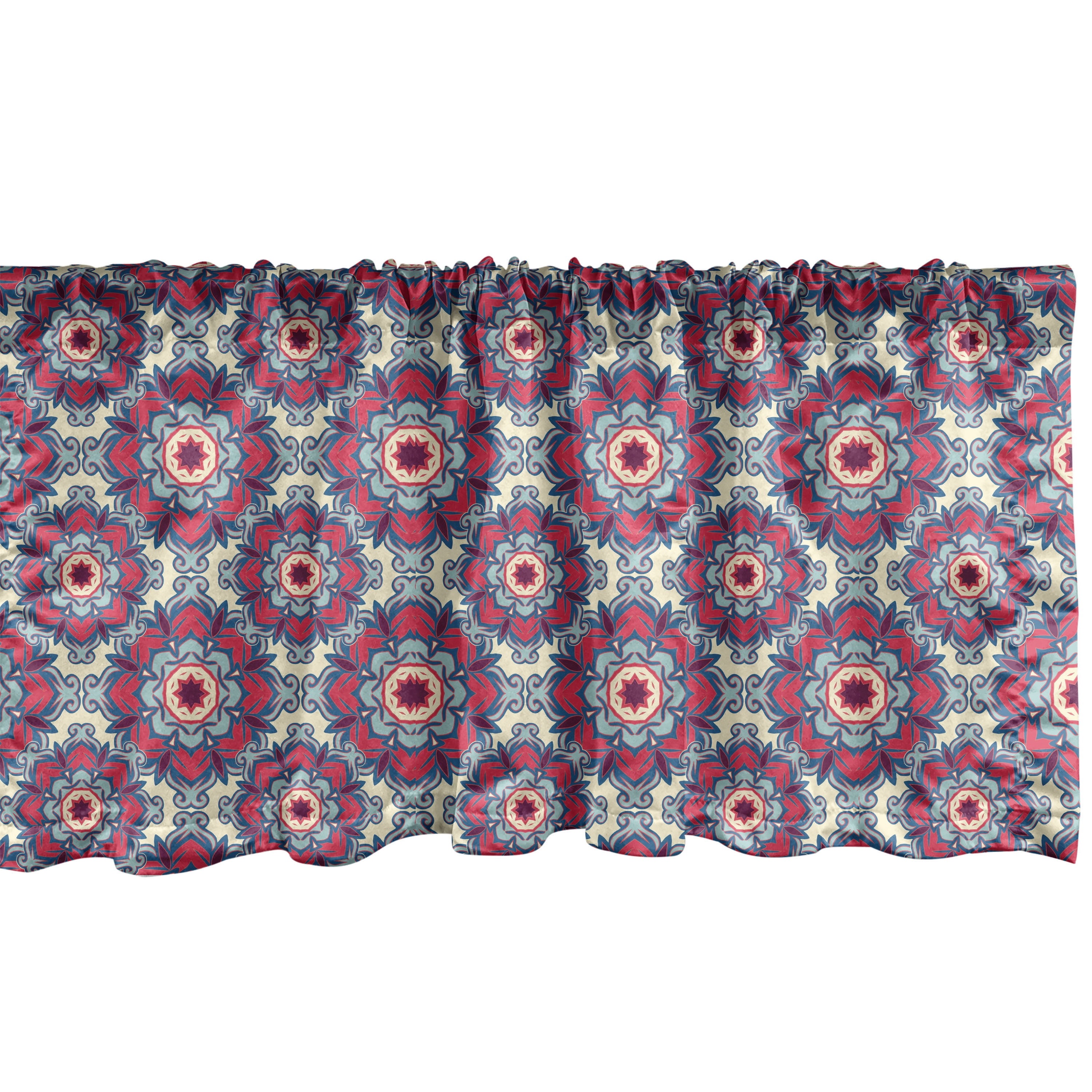 Ambesonne Mandala Window Valance, Creative Pattern with Colorful Round ...