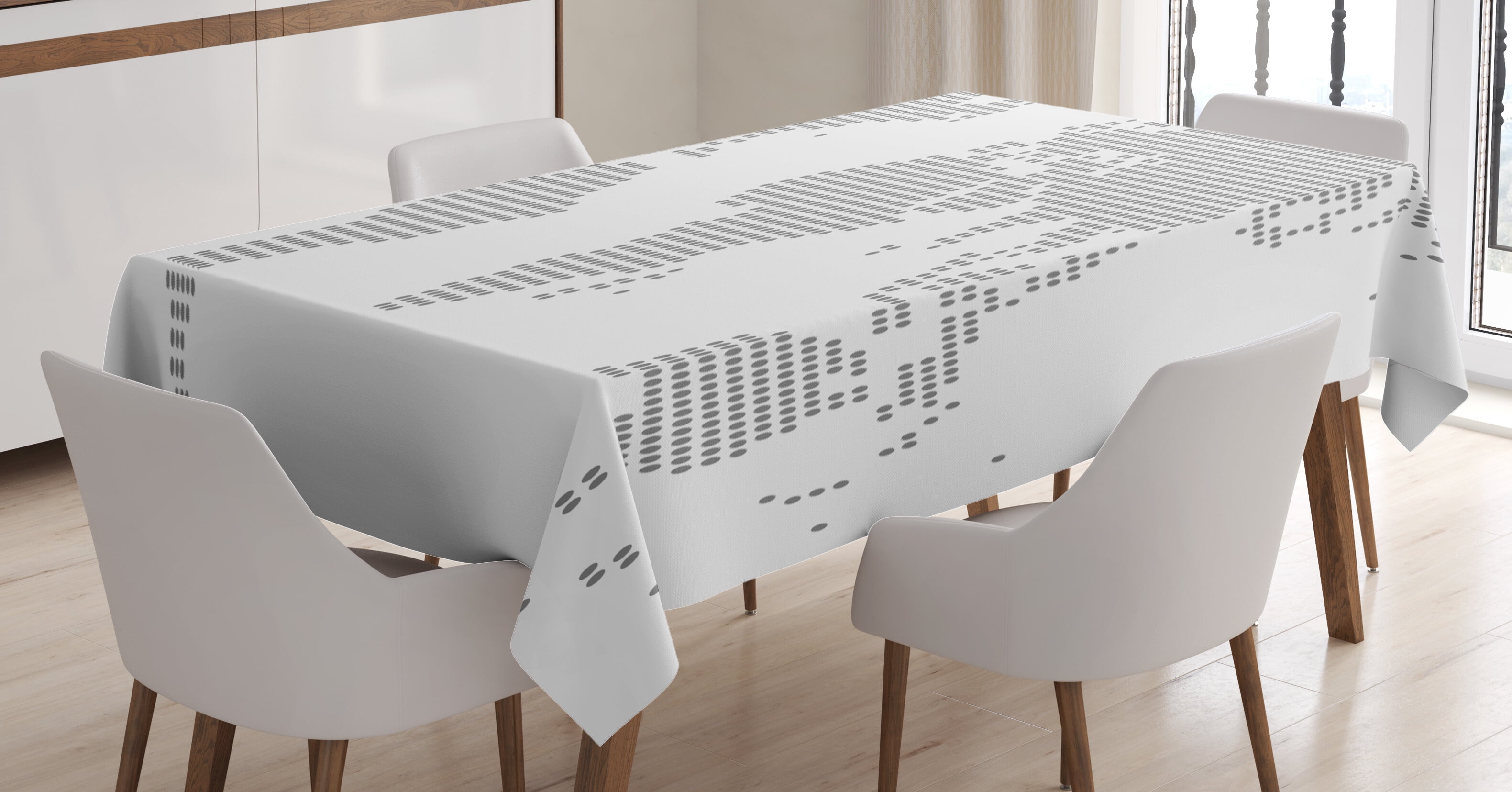Ambesonne Map Tablecloth Rectangular Table Cover, Graphic Dots Simple ...