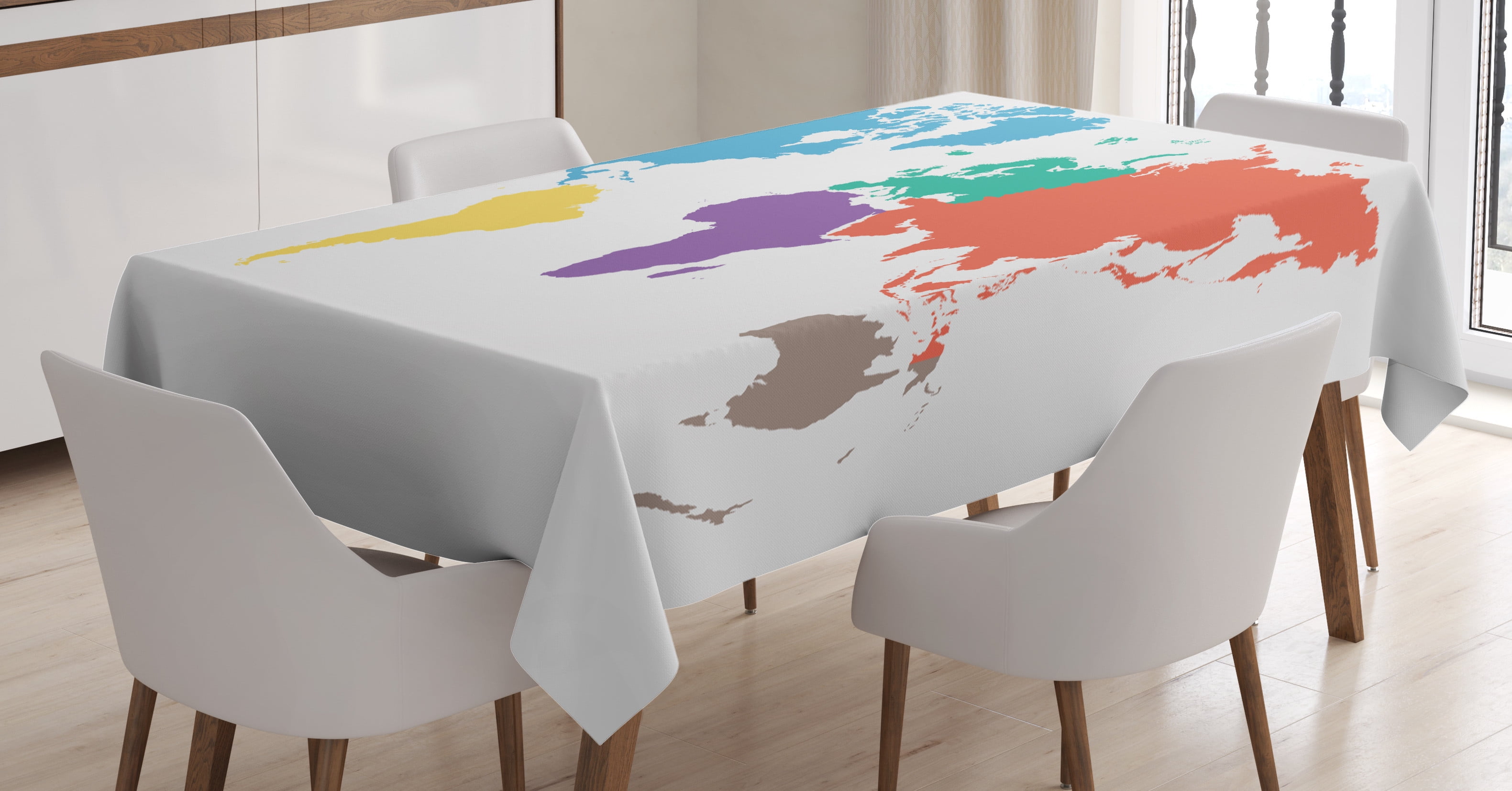 Ambesonne Map Tablecloth Rectangular Table Cover, World Global ...