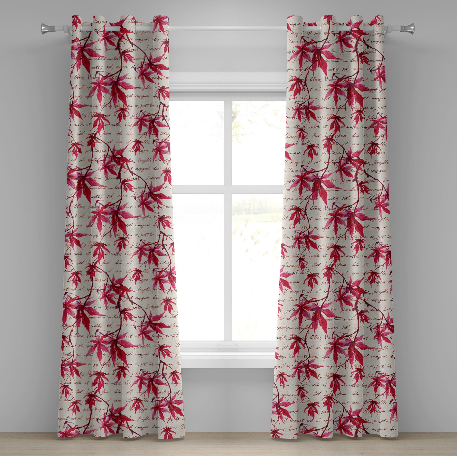 Ambesonne Maple Leaves Grommet Curtain, Canadian Leaf Pattern, 50"x120 ...