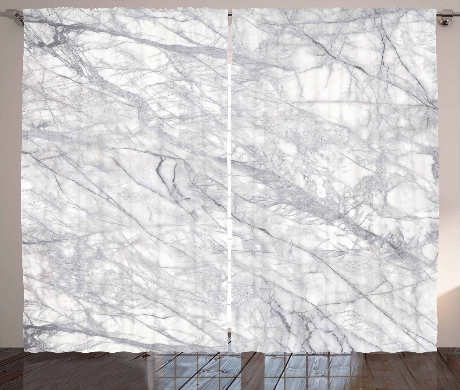 Ambesonne Marble Print Curtains 2 Panel Set, Fracture Lines Veins, 108 ...