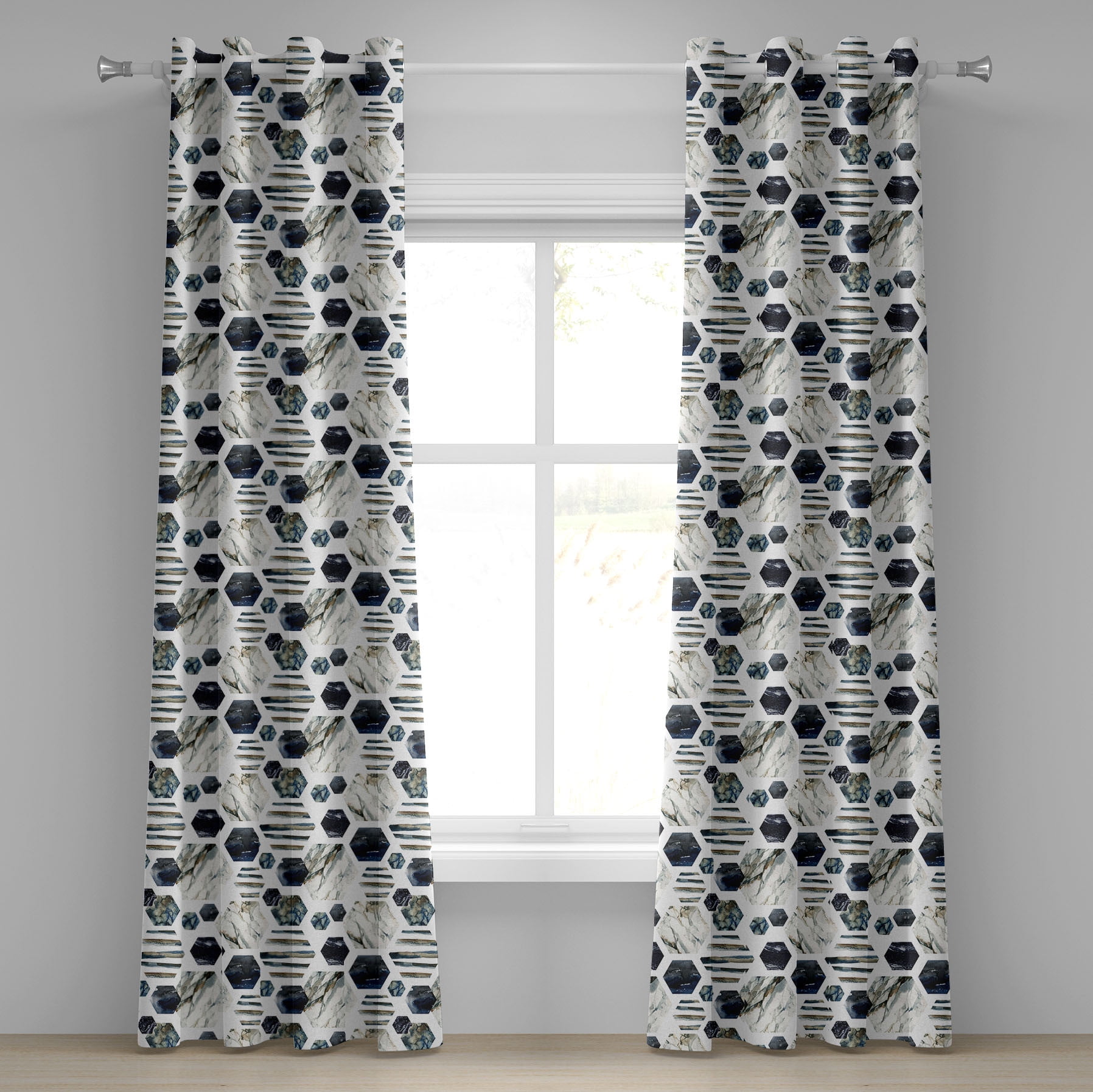 Ambesonne Marble Print Grommet Curtain, Stone Print Geometric, 50"x84 ...
