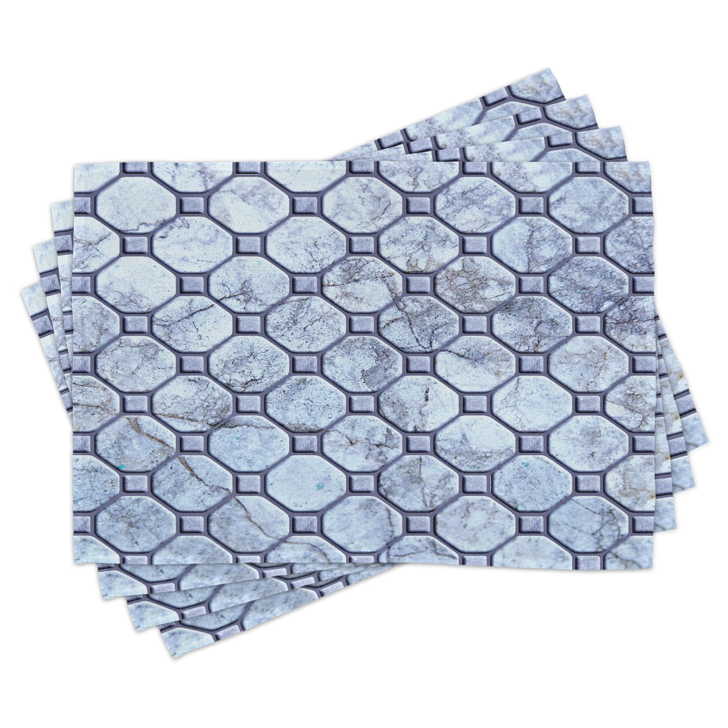 Ambesonne Marble Print Place Mats Set of 4, Retro Marble Mosaic ...