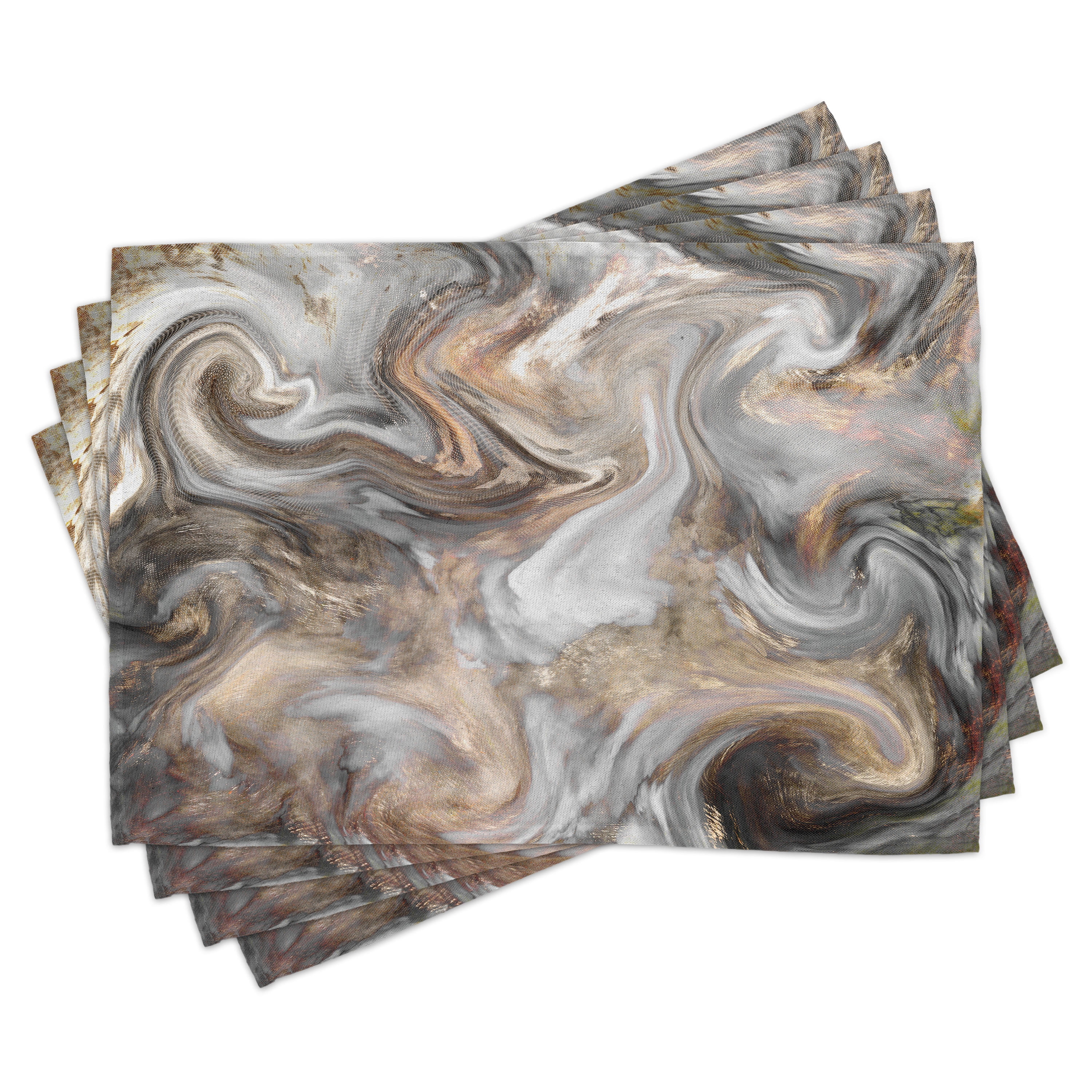 Ambesonne Marble Print Place Mats Set of 4, Retro Paintbrush, Standard ...
