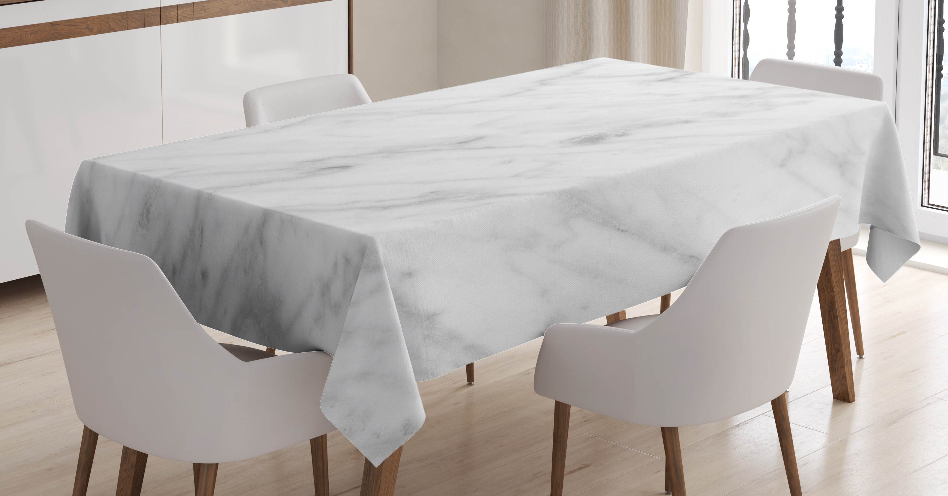 Ambesonne Marble Print Tablecloth Rectangular Table Cover, Carrara ...
