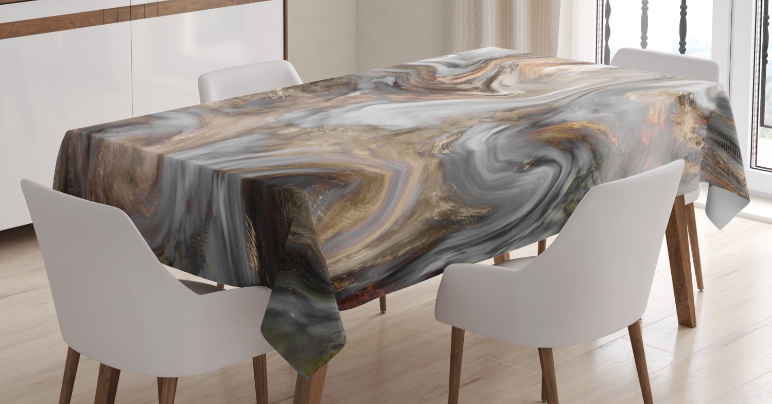 Ambesonne Marble Print Tablecloth Rectangular Table Cover, Retro ...