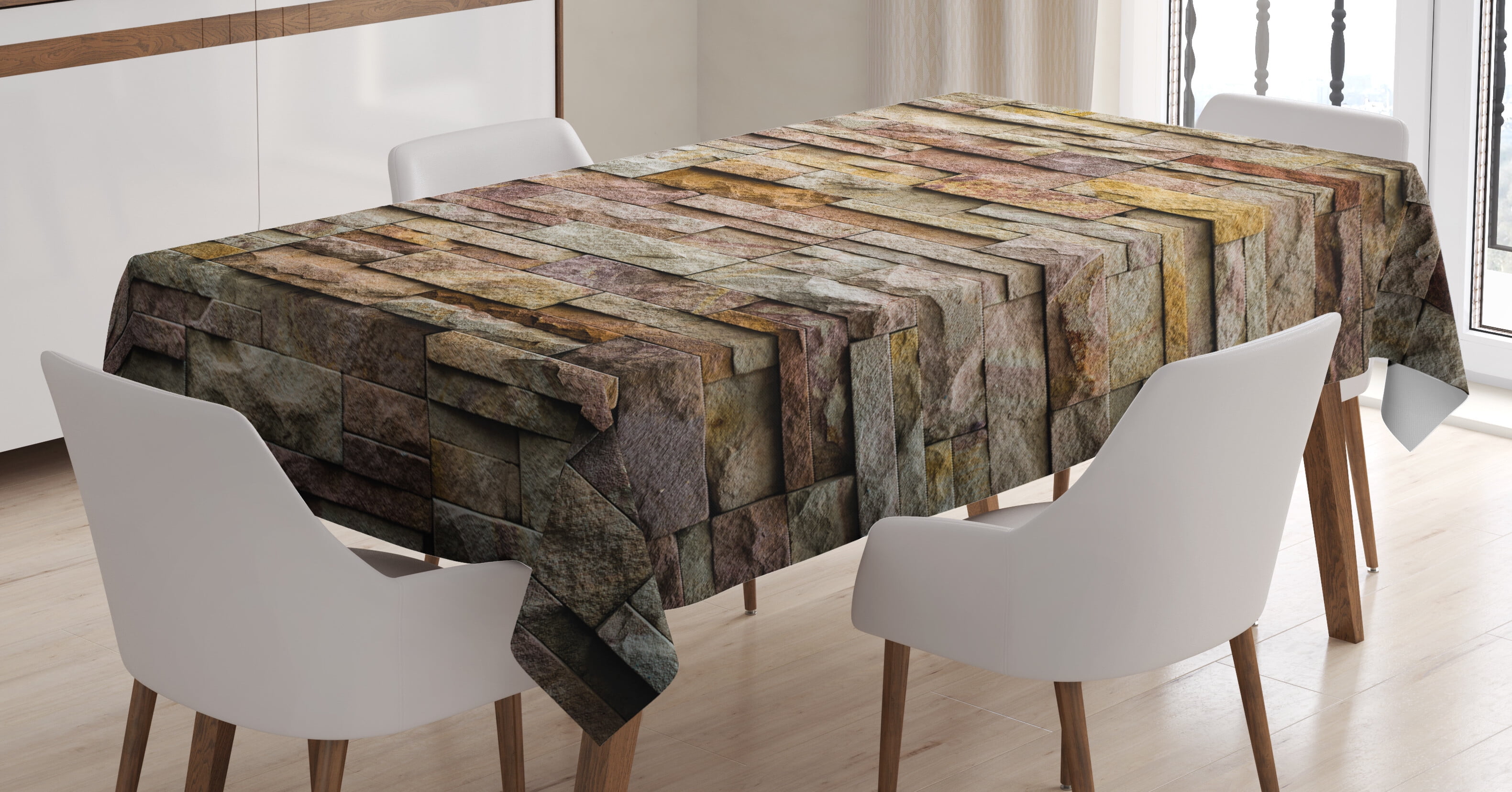 Ambesonne Marble Print Tablecloth Rectangular Table Cover, Urban Brick ...