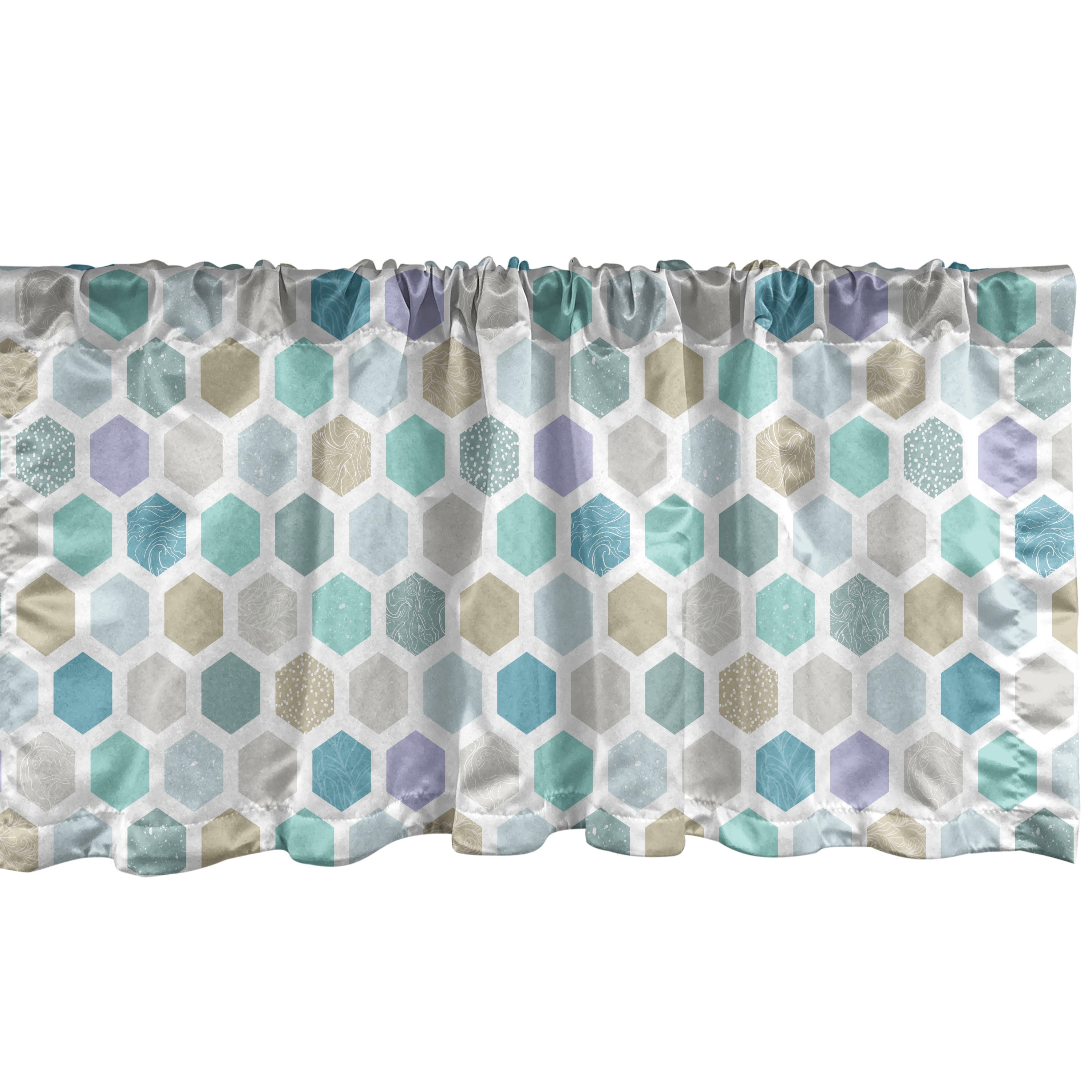 Ambesonne Marble Print Valance Pack of 2, Pastel Honeycomb Art, 42"X12 ...