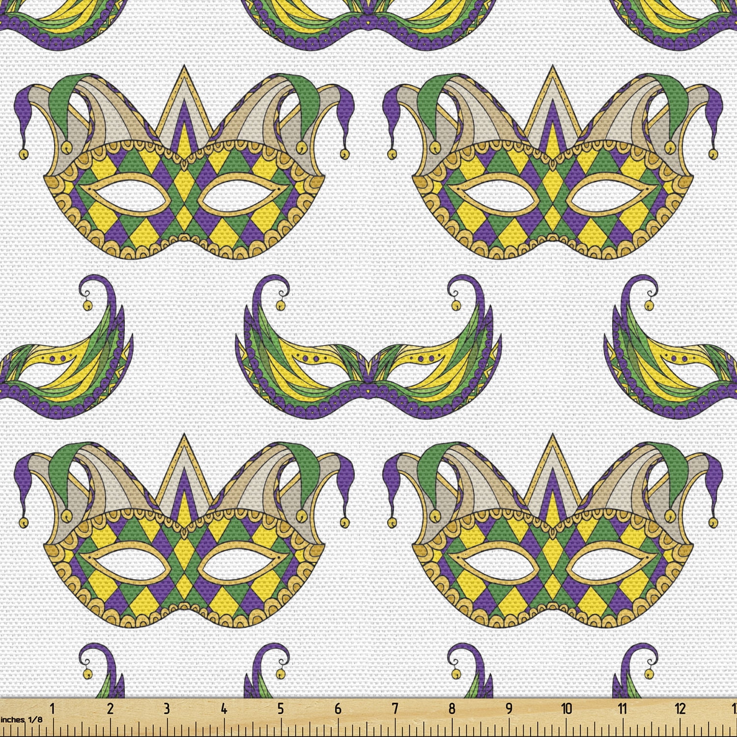 Ambesonne Mardi Gras Fabric by the Yard Upholstery, Pattern, 2 Yards ...