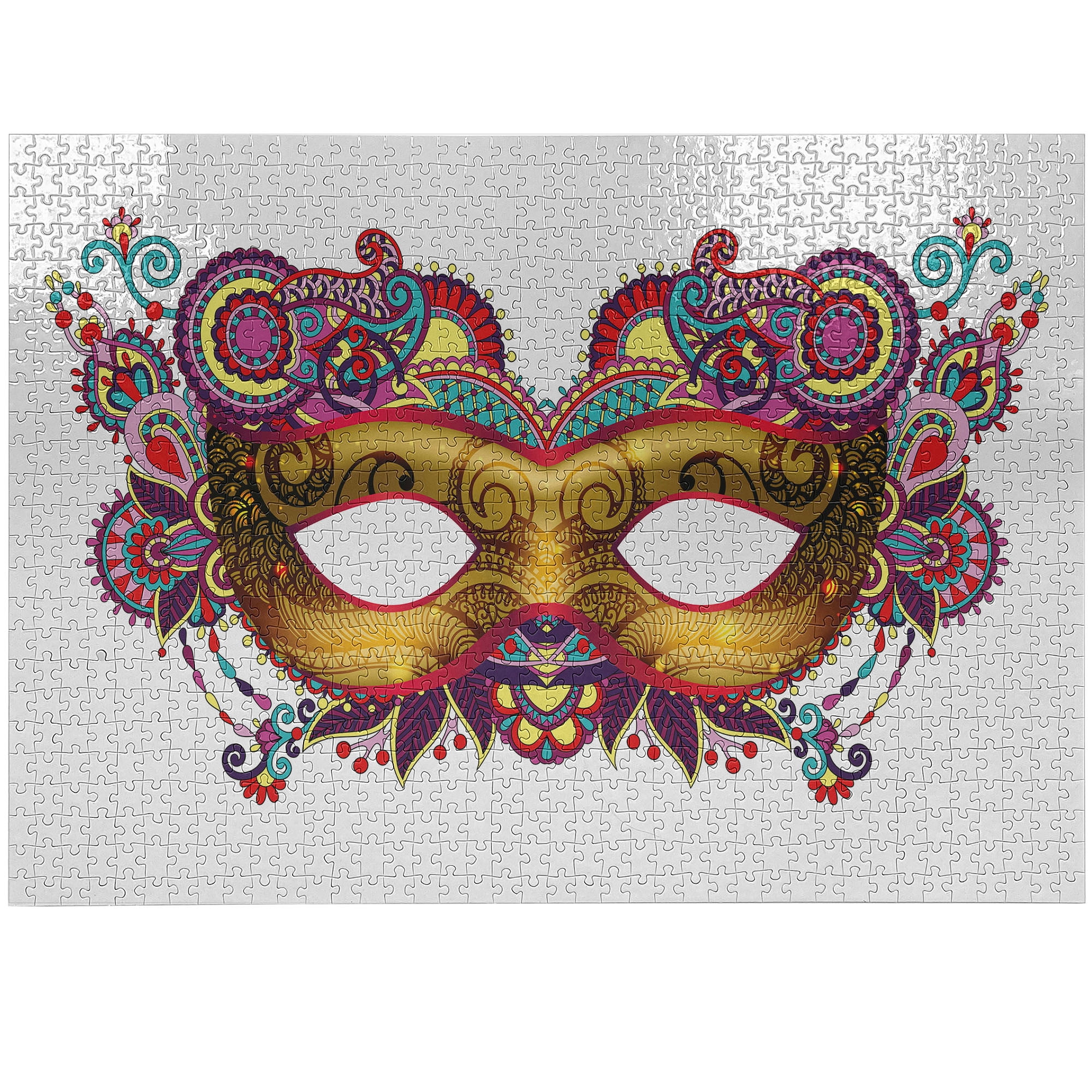 Ambesonne Mardi Gras Jigsaw Puzzle Durable Cardboard, Ornate Yellow ...
