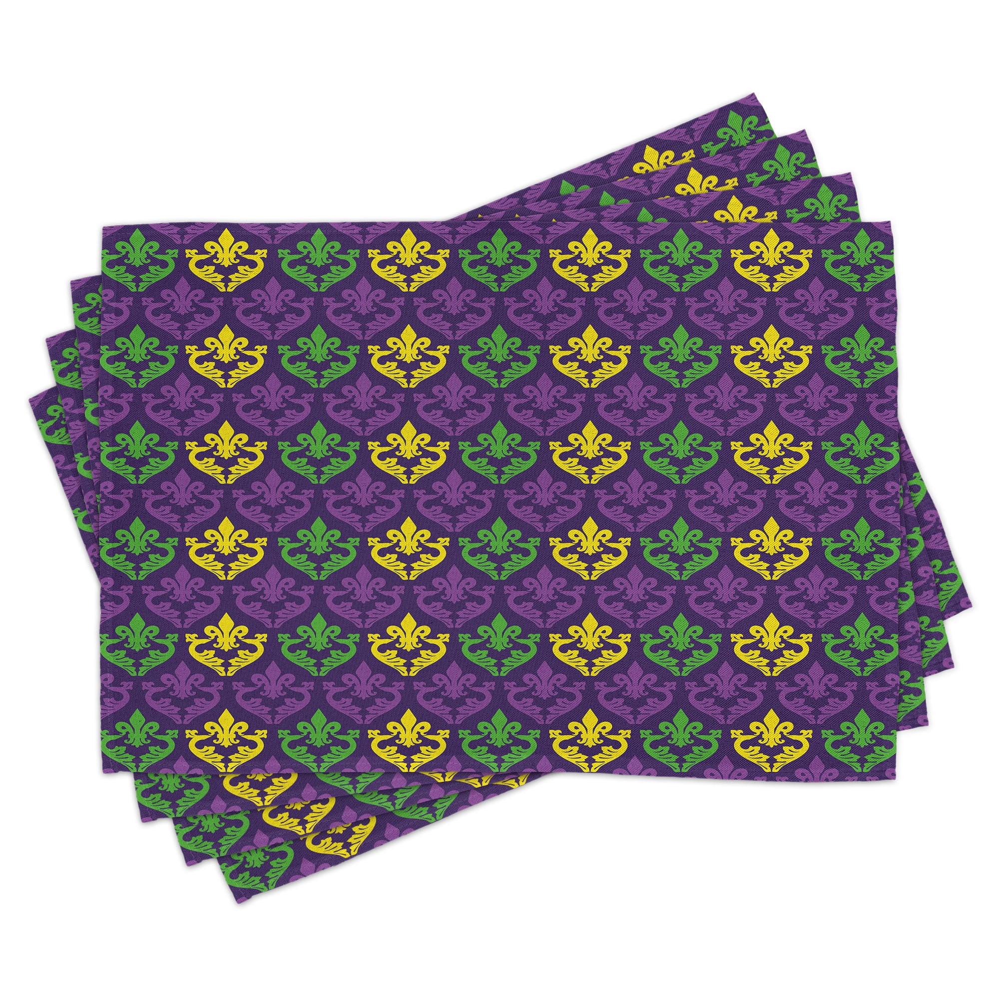 Ambesonne Mardi Gras Place Mats Set of 4, Antique Motifs Tile, Standard ...