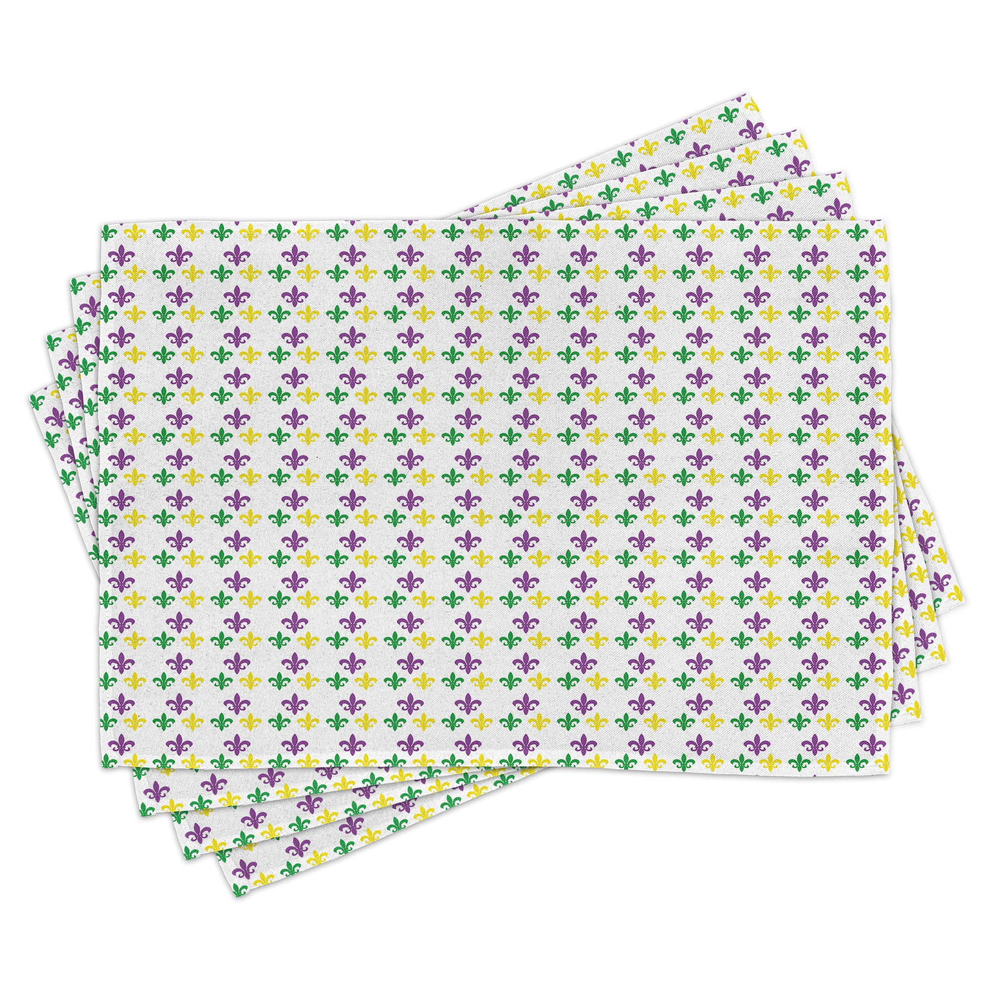 Ambesonne Mardi Gras Place Mats Set of 4, Carnival Lily Flower ...