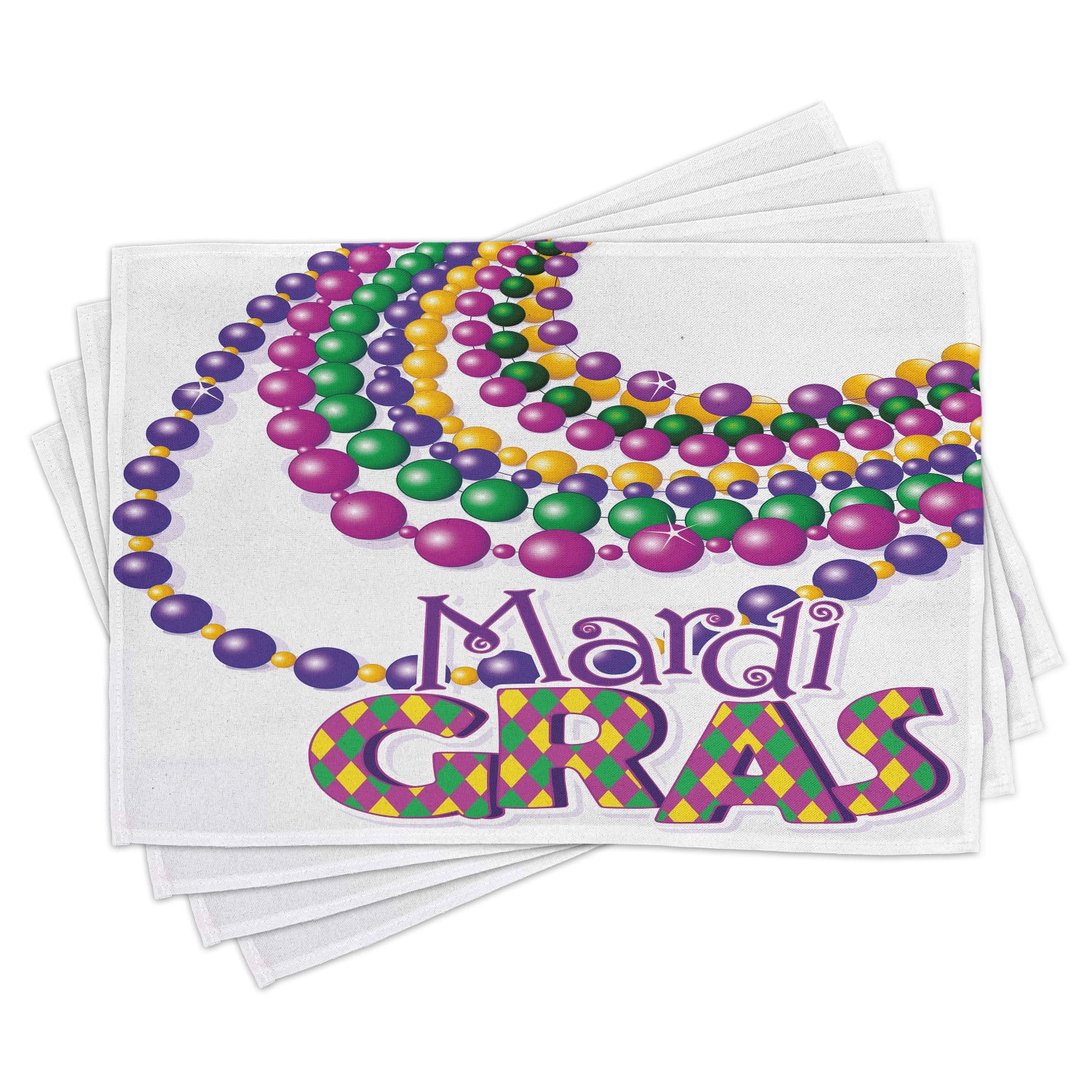 Ambesonne Mardi Gras Place Mats Set of 4, Party Beads Patterns ...