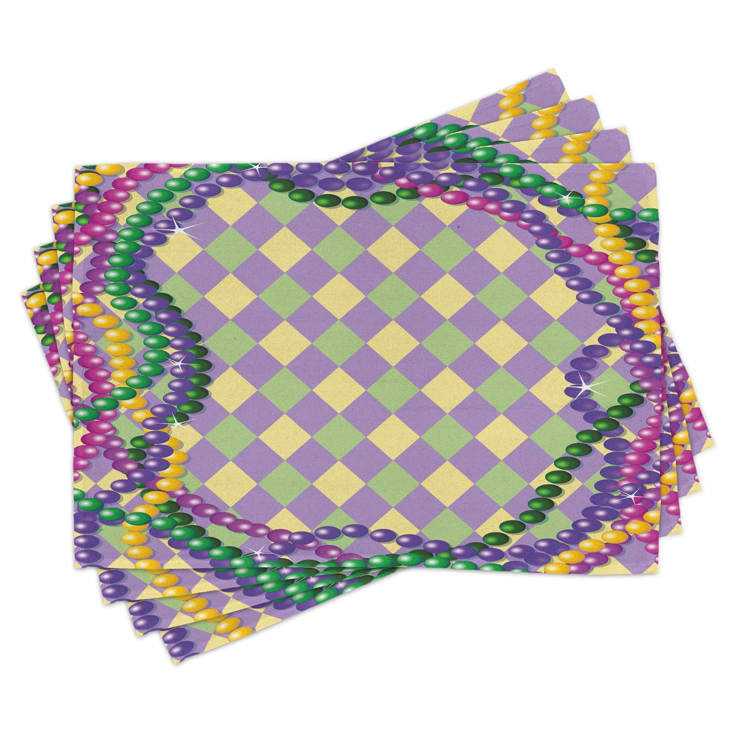 Ambesonne Mardi Gras Place Mats Set of 4, Vivid Graphic Style, Standard ...