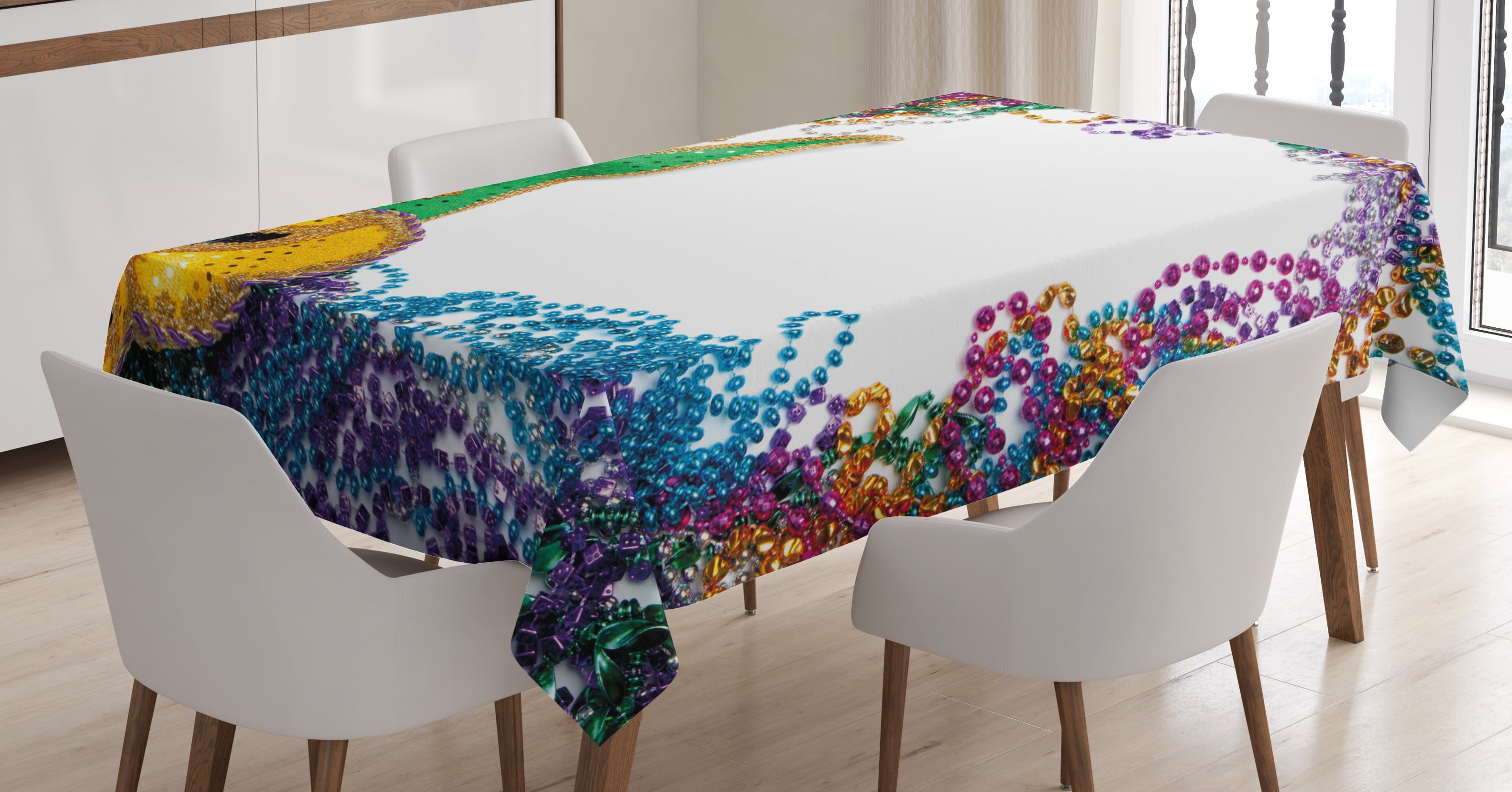 Ambesonne Mardi Gras Tablecloth Rectangular Table Cover, Holiday Colors ...