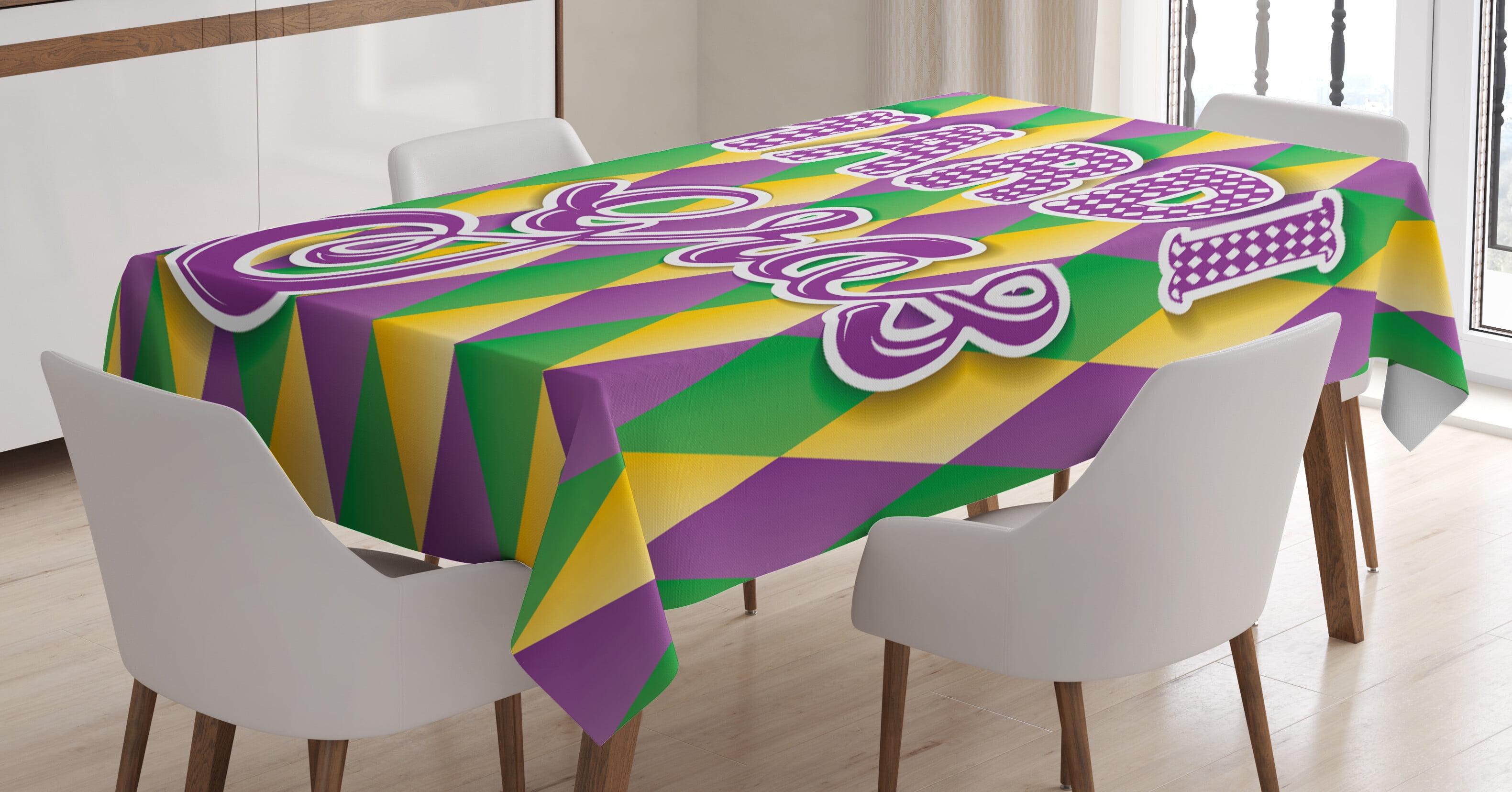 Ambesonne Mardi Gras Tablecloth Rectangular Table Cover, Word on ...