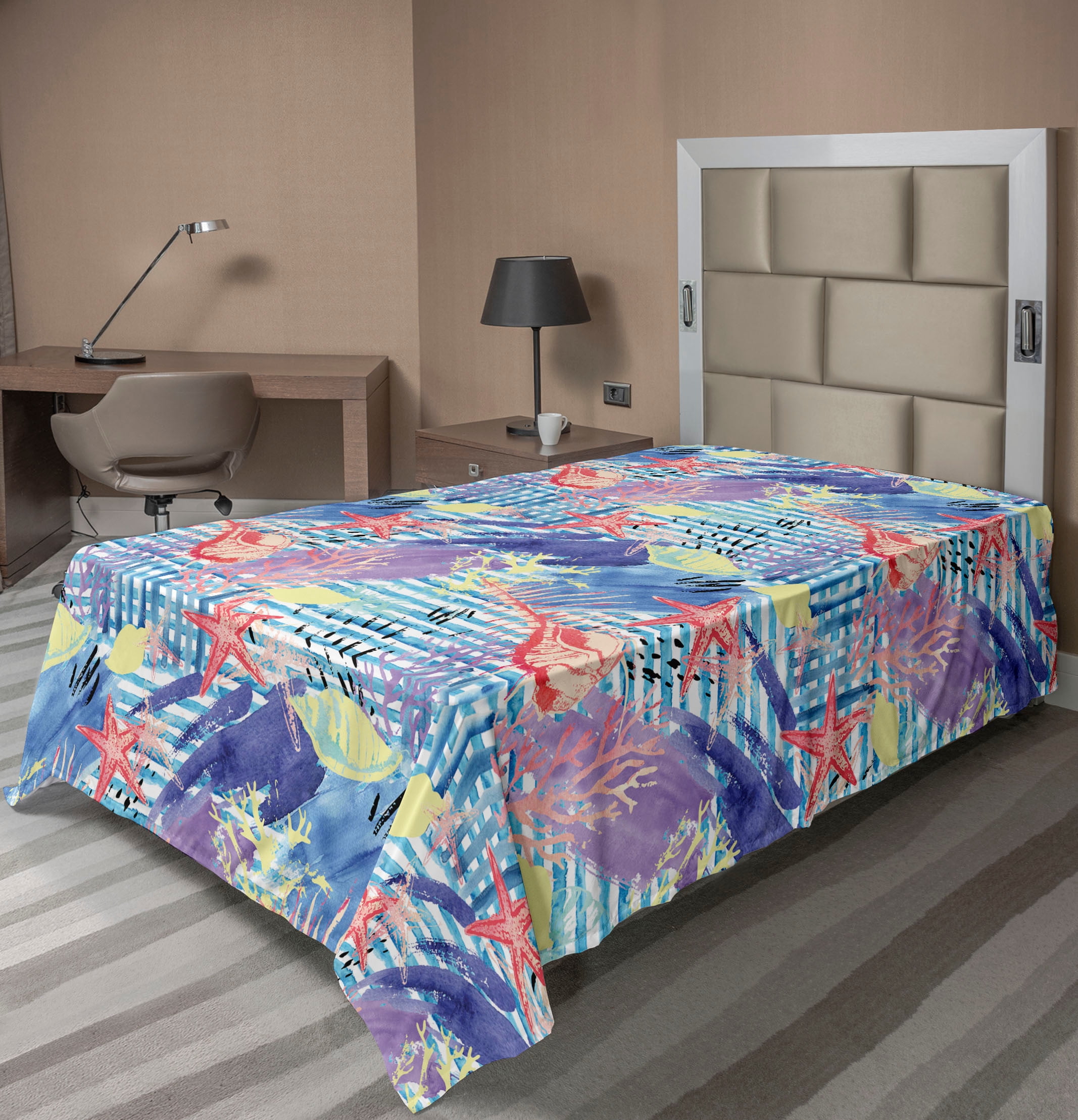 Ambesonne Marine Abstract Flat Bedding Sheet Soft Top Sheet, Starfish ...