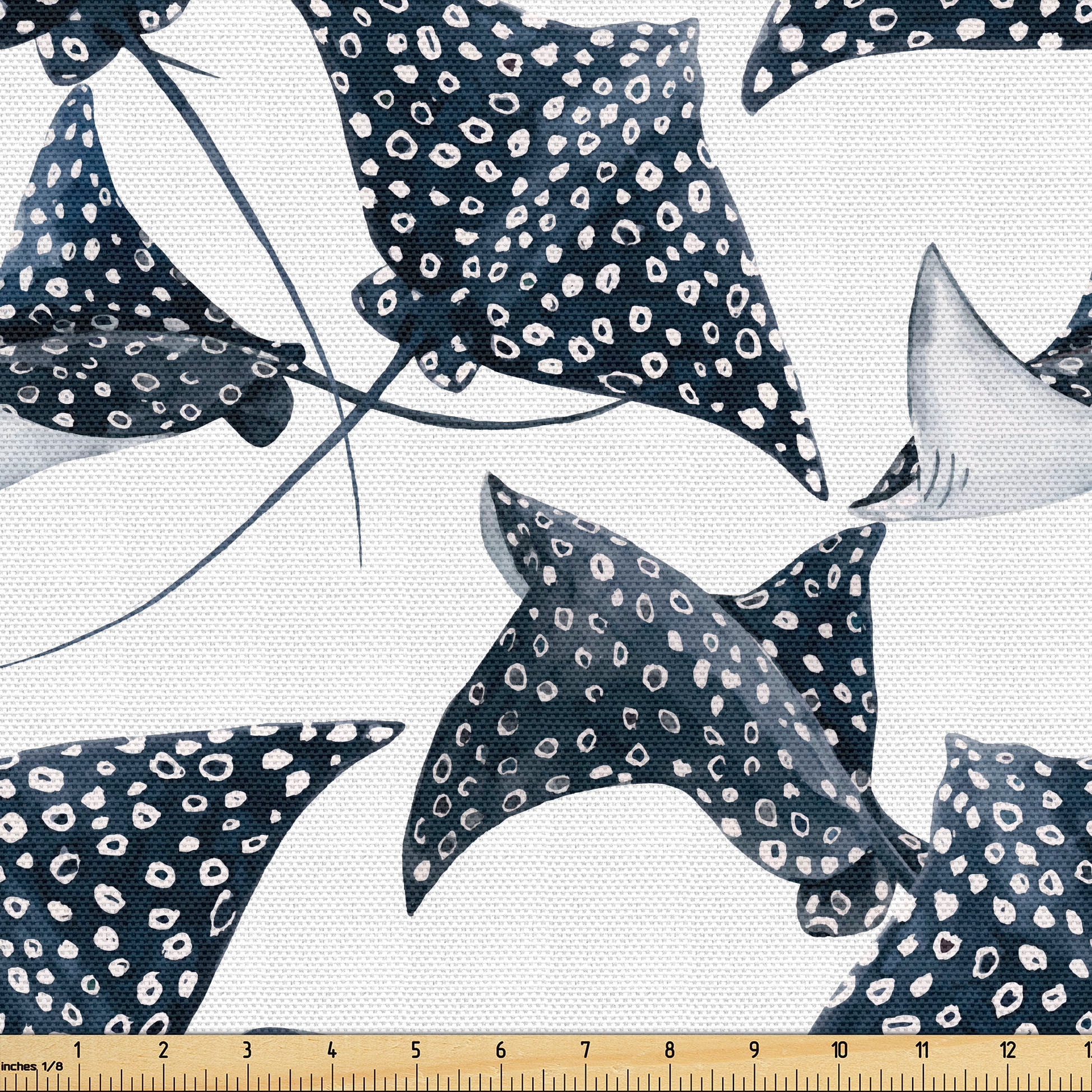 Ambesonne Marine Fabric by the Yard, Ramp Fish Pattern Sea Back, 2 ...