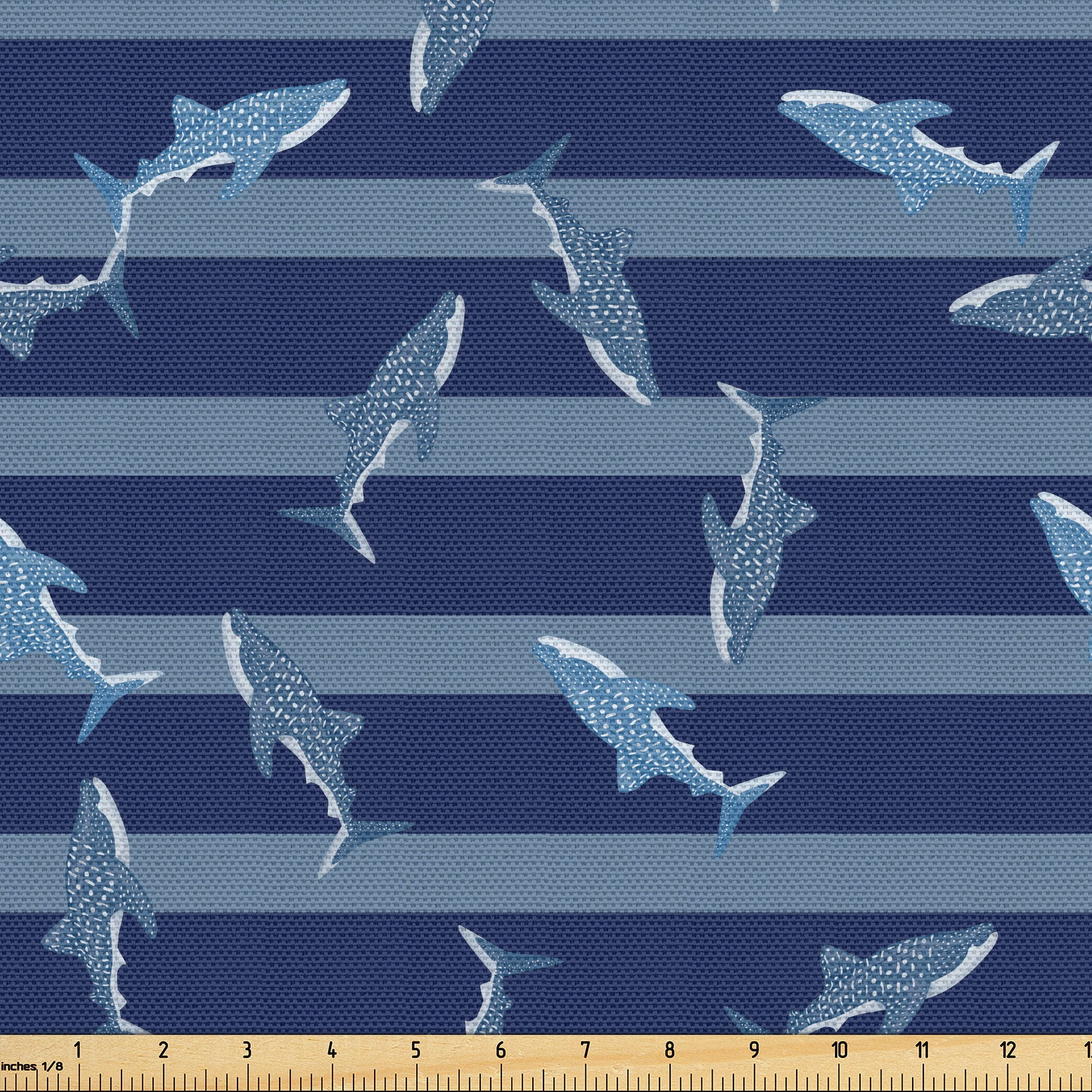 Ambesonne Marine Fabric by the Yard Upholstery, Swimming Nautical Ocean ...