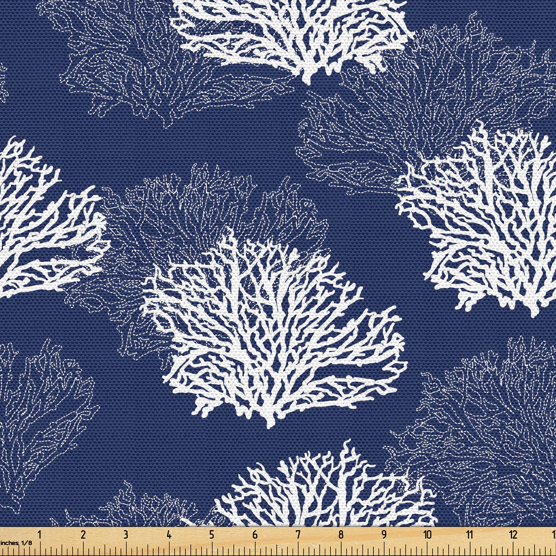 Ambesonne Marine Fabric by the Yard Upholstery, Corals Ocean Deep Sea ...