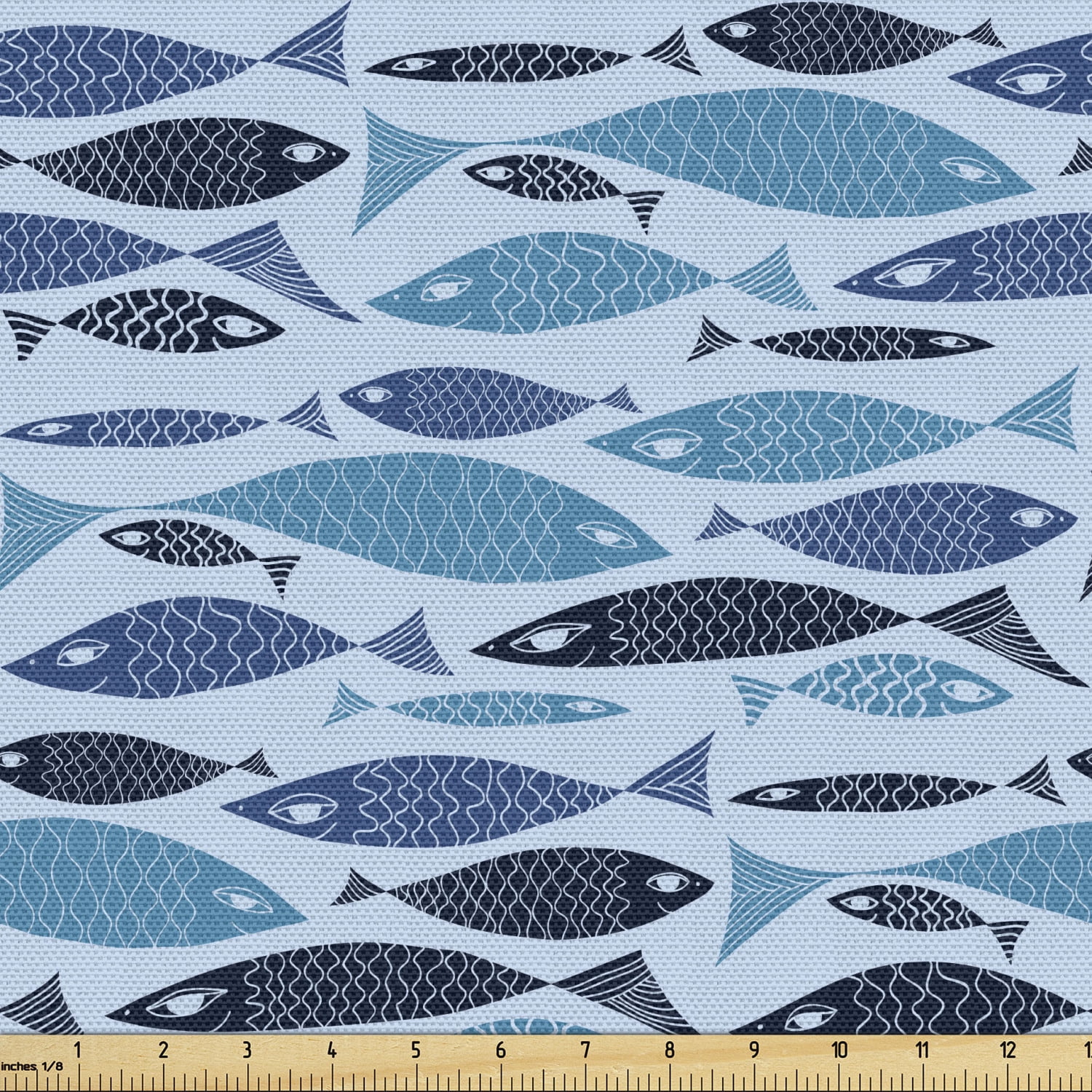 Ambesonne Marine Fabric by the Yard Upholstery, Graphic Fish ...