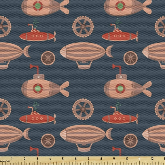 Ambesonne Marine Fabric by the Yard Upholstery, Submarines and ...