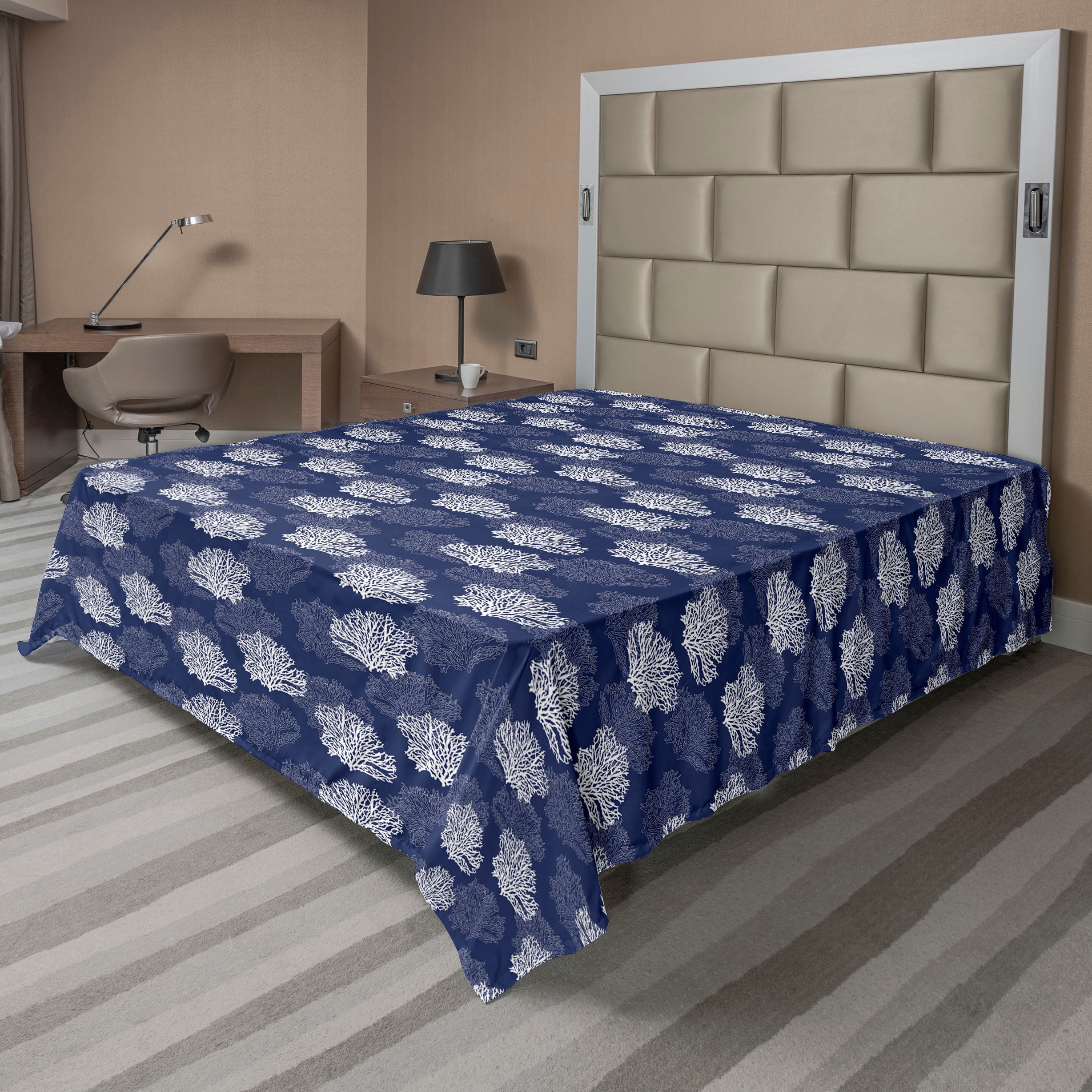 Ambesonne Marine Flat Bedding Sheet Soft Top Sheet, Corals Ocean Deep ...