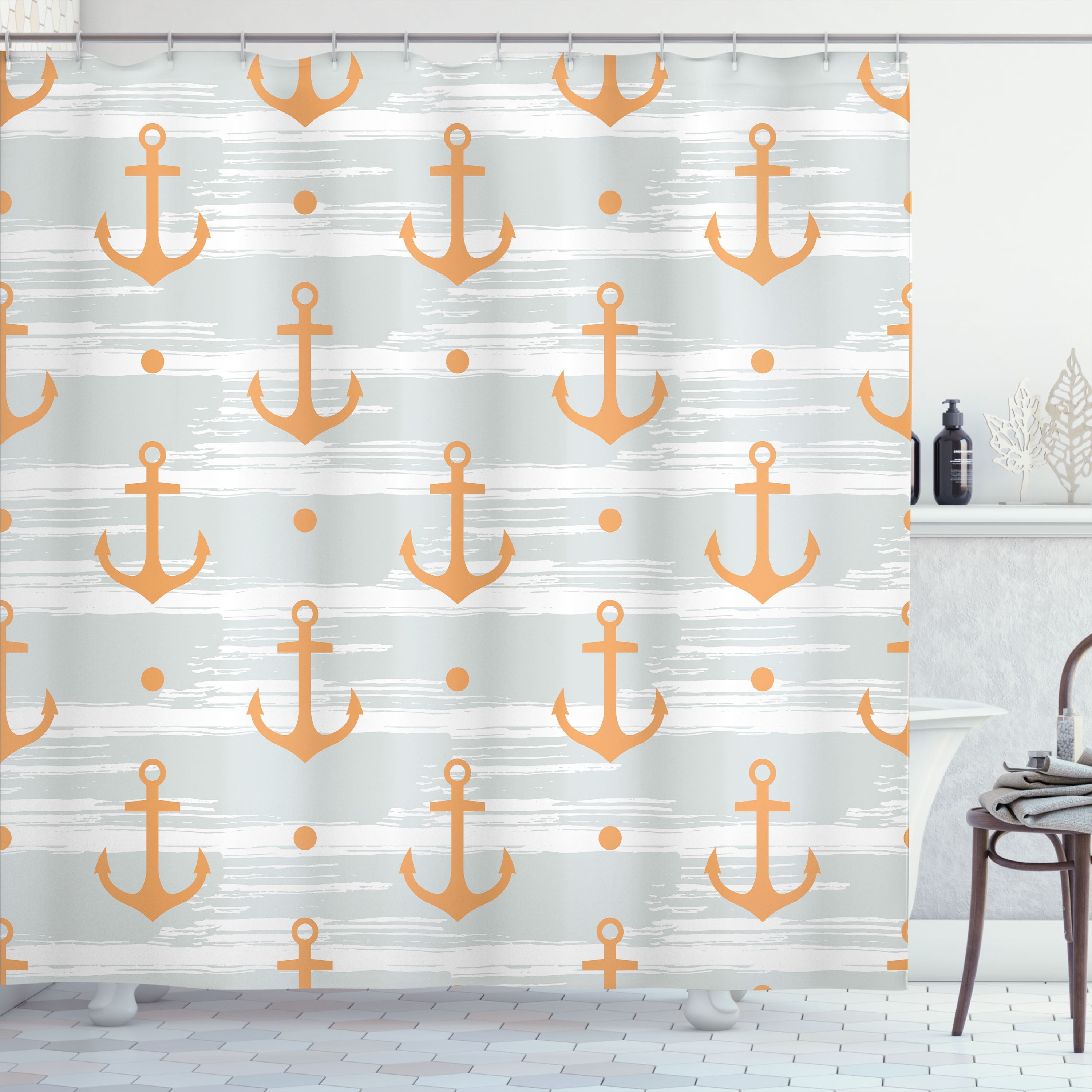 Ambesonne Marine Shower Curtain, Dots Horror Seaman Artwork, 69"Wx84"L ...