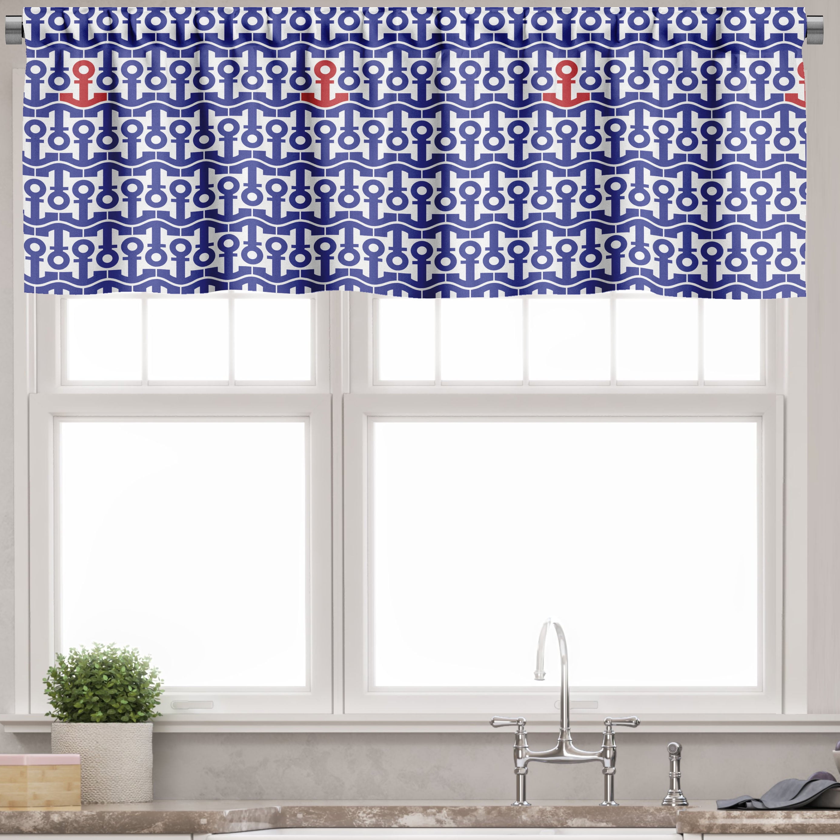 Ambesonne Marine Valance Pack of 2, Ship Journey Sea Ocean, 42"X12 ...