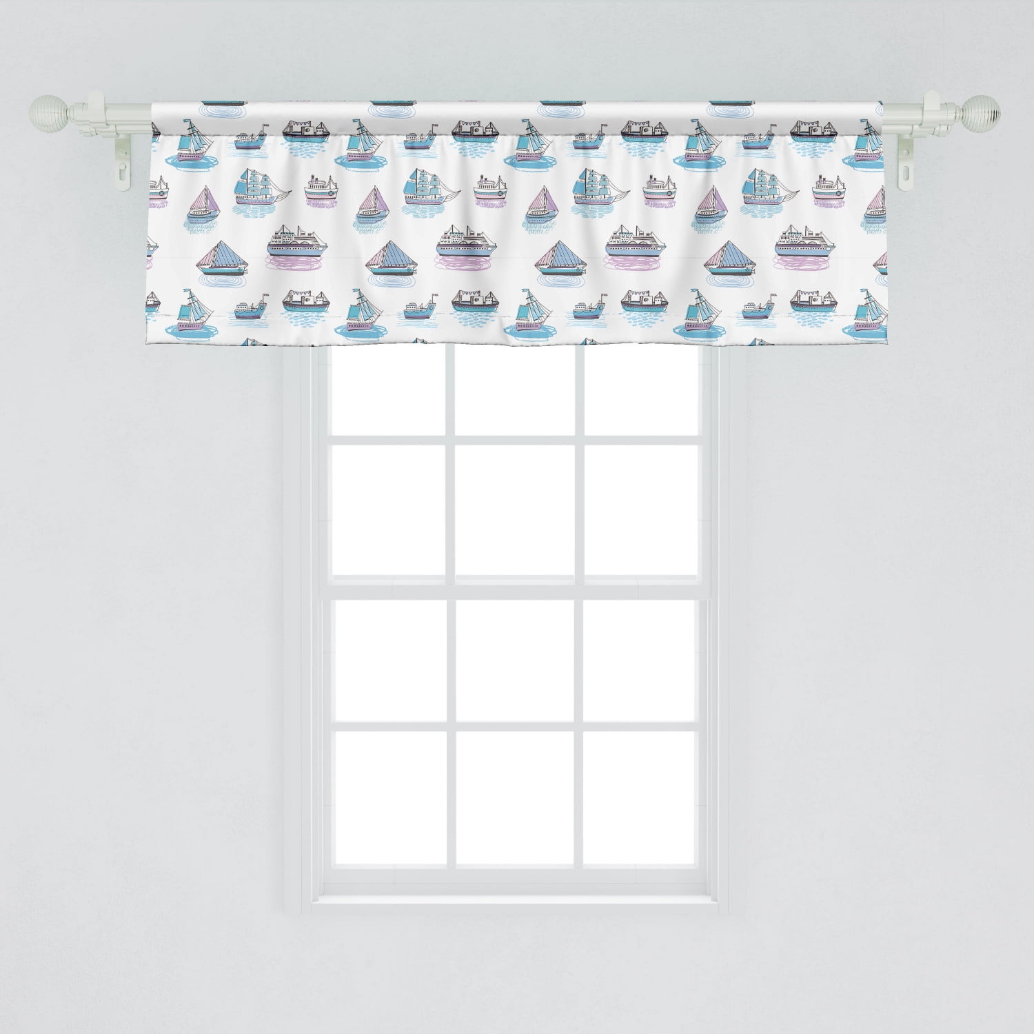 Ambesonne Marine Window Valance, Watercolor Yachts Boats Sailing in the ...