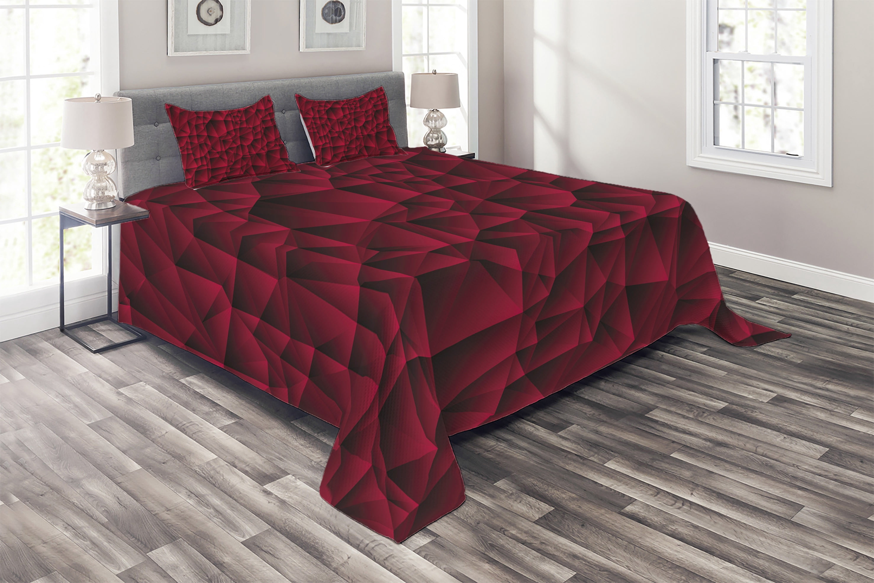 Ambesonne Maroon Quilted Coverlet 3 Pcs, Modern Contemporary Art, King ...