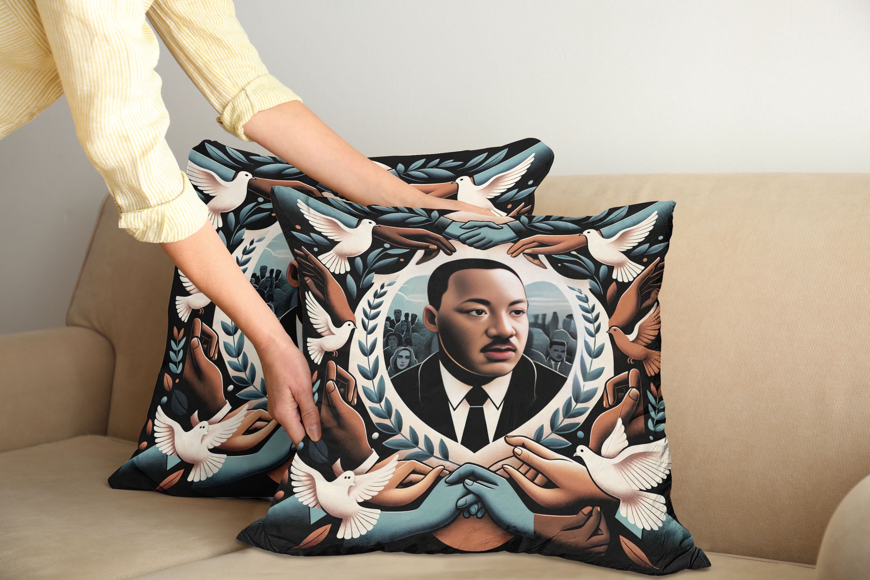 Ambesonne Martin Luther King Jr Day Throw Pillow Cover Pack of 2 ...