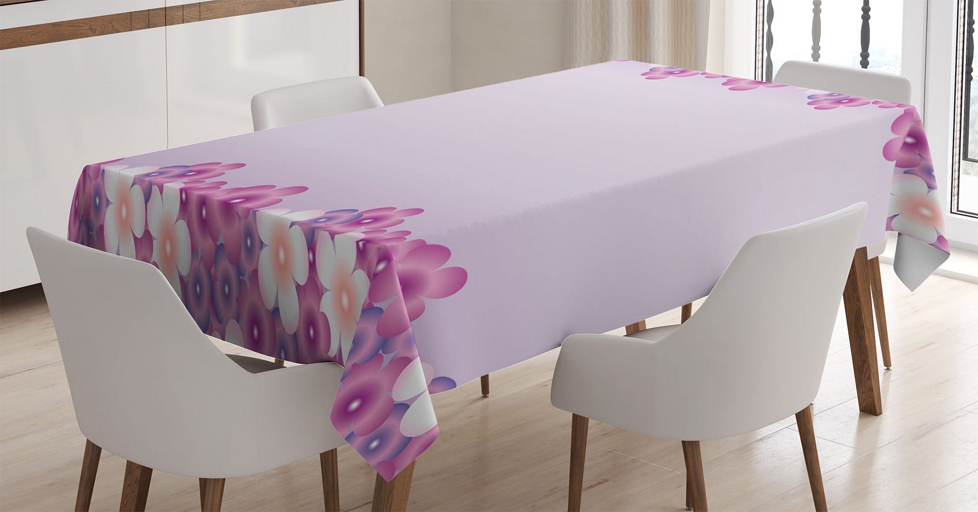 Ambesonne Mauve Tablecloth Rectangular Table Cover, Floral Petals in ...